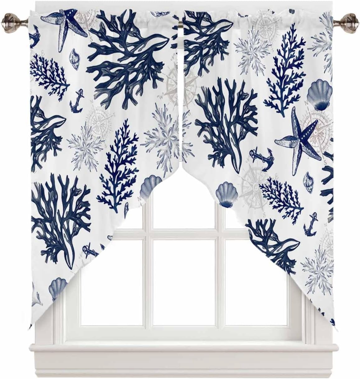Ocean Swag Valances For Windows Rod Pocket Kitchen Window Curtains Over ...