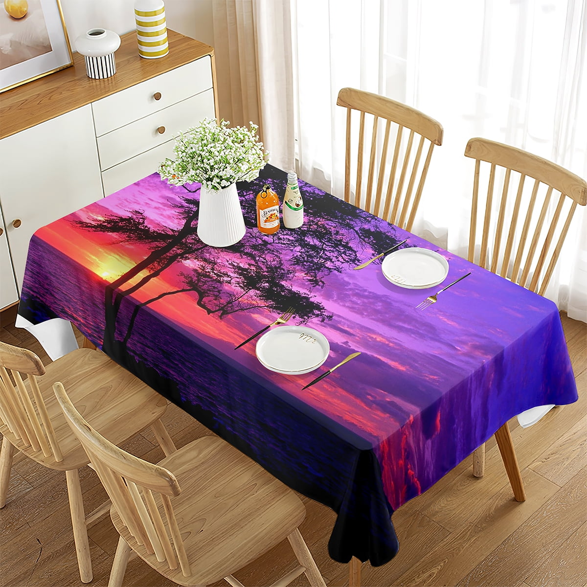 Ocean Tablecloth Romantic Sunset on The Beach Sun Rays Reflection on ...