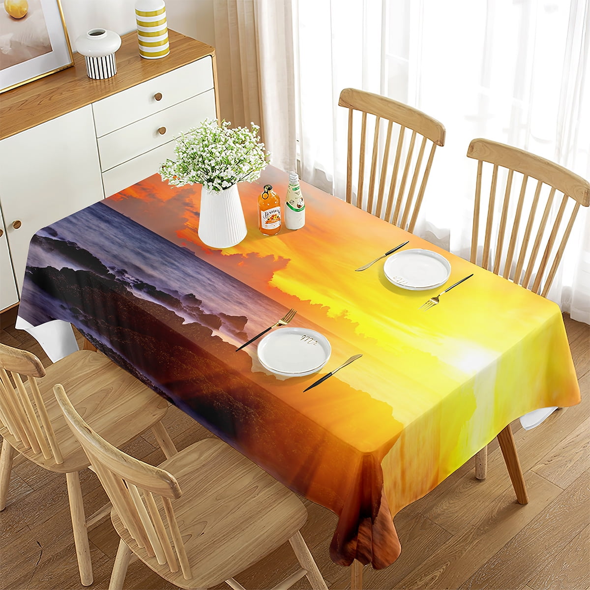 Ocean Tablecloth Sunset Over Sea The Palms on The Beach at a Caribbean ...