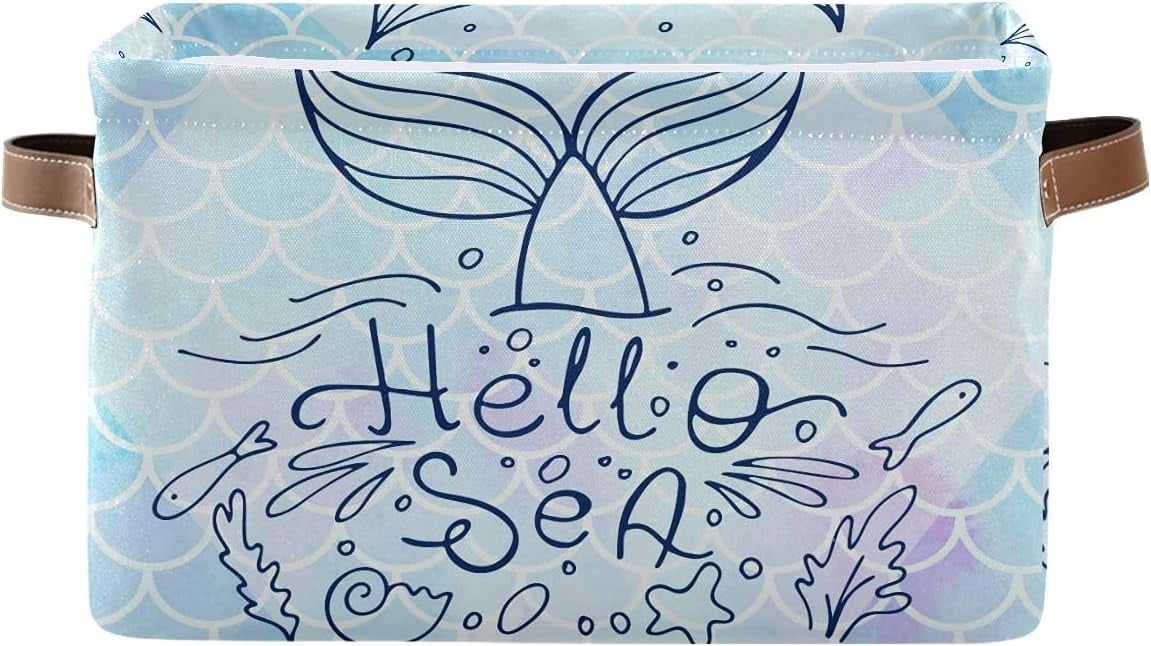 Ocean Tail Storage Bins Basket, Sea Scales Collapsible Storage Cube ...