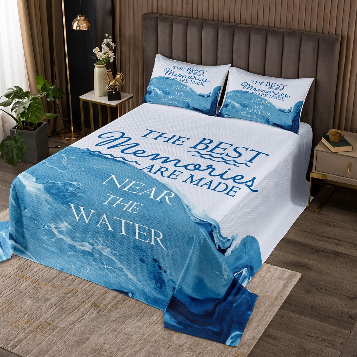 Ocean Theme Bedspread Set Beach Coastal Coverlet Set Queen for Toddler ...