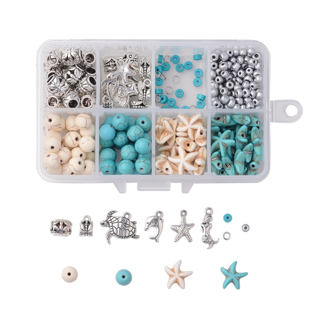 Ocean Theme DIY Jewelry Sets with Turquoise Beads Alloy Pendants Beads ...