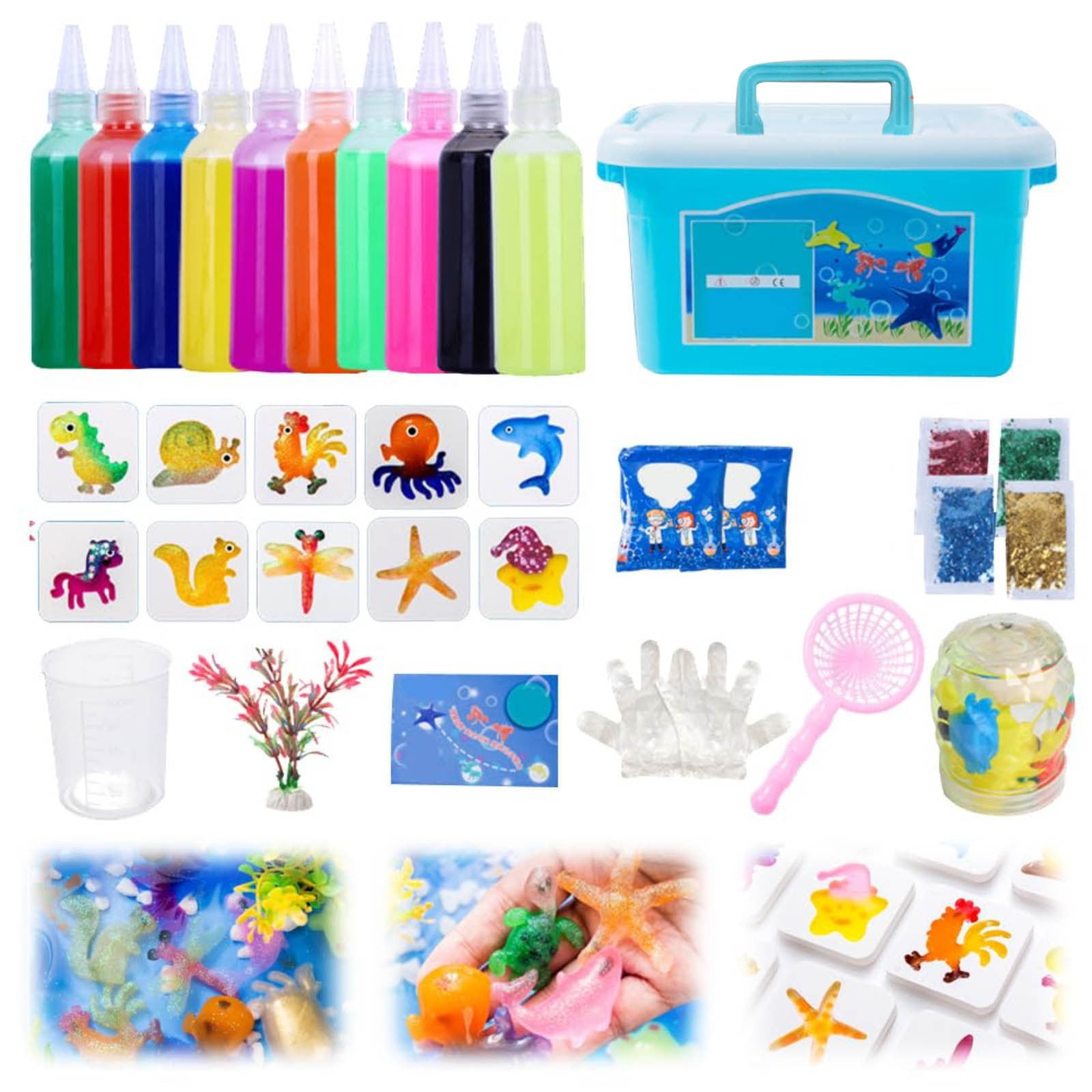 Ocean Theme Hydrogel DIY Craft Kit with Animal Molds, 10-12 Color Set ...