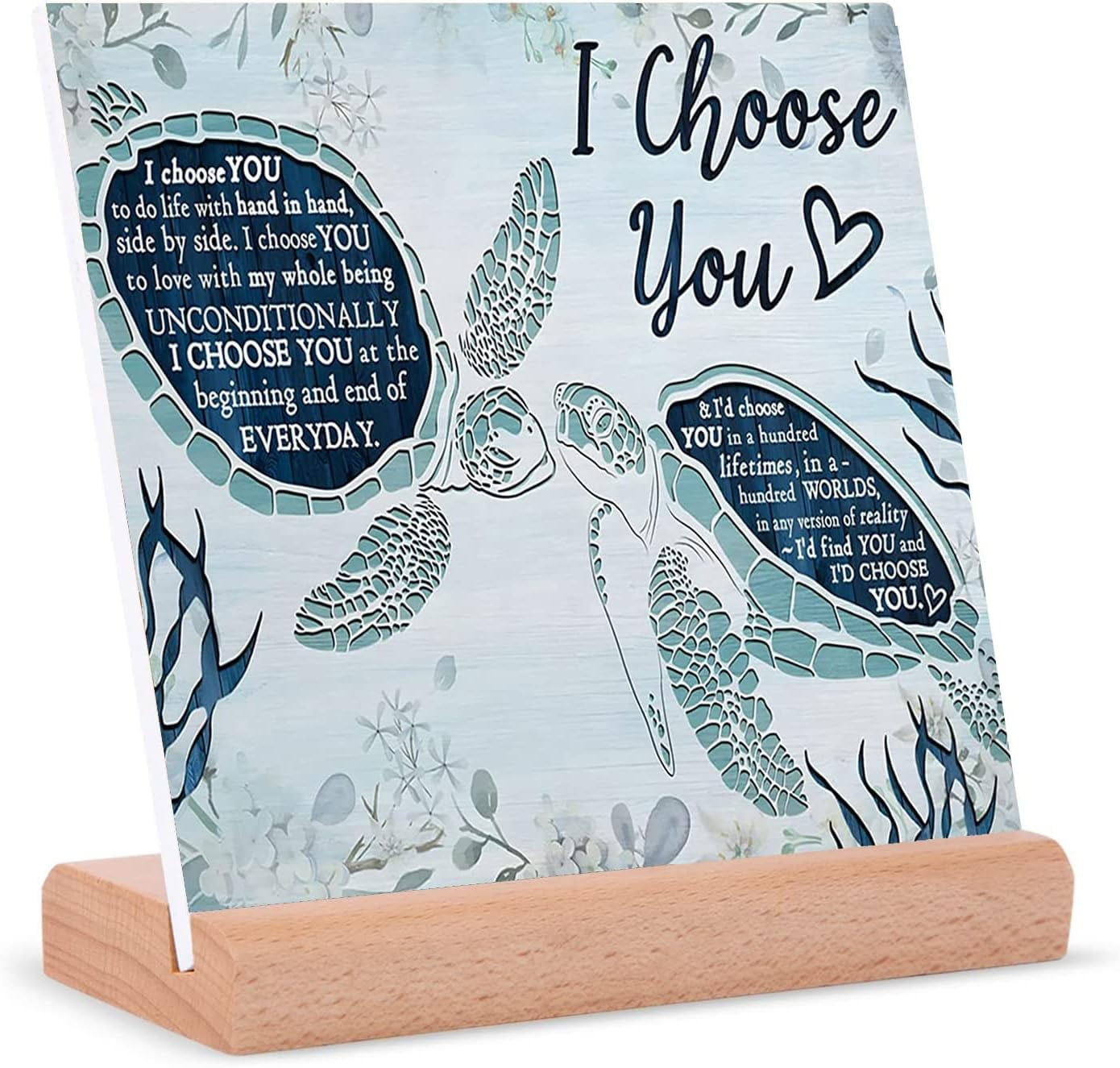 Ocean Theme I Choose You Ceramic Table Plaque with Wooden Stand Sea ...