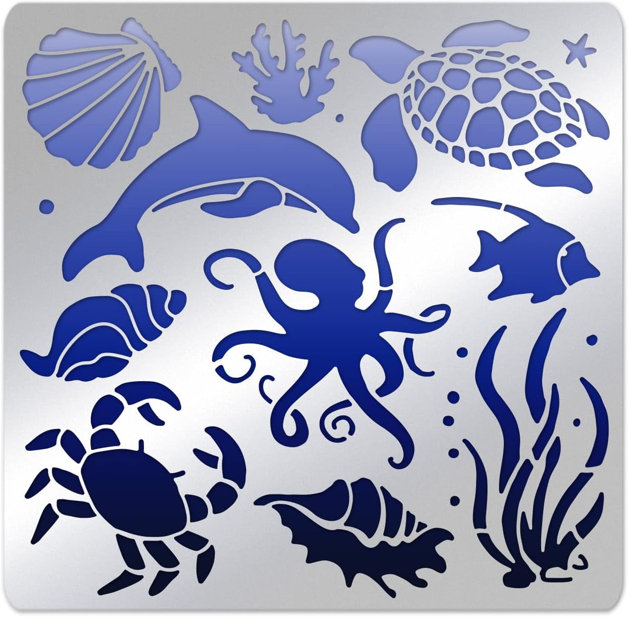 Ocean Theme Matte Metal Stencils Dolphins Turtles Crabs Shells Stencil ...