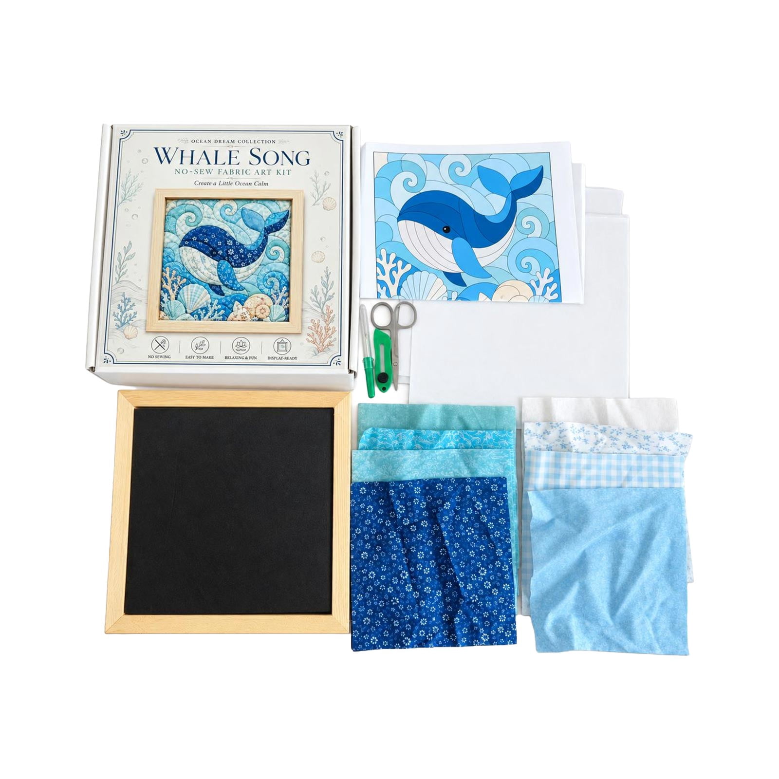 Ocean Theme Patchwork Photo Frame Art DIY Kit and Blue Whale Design ...