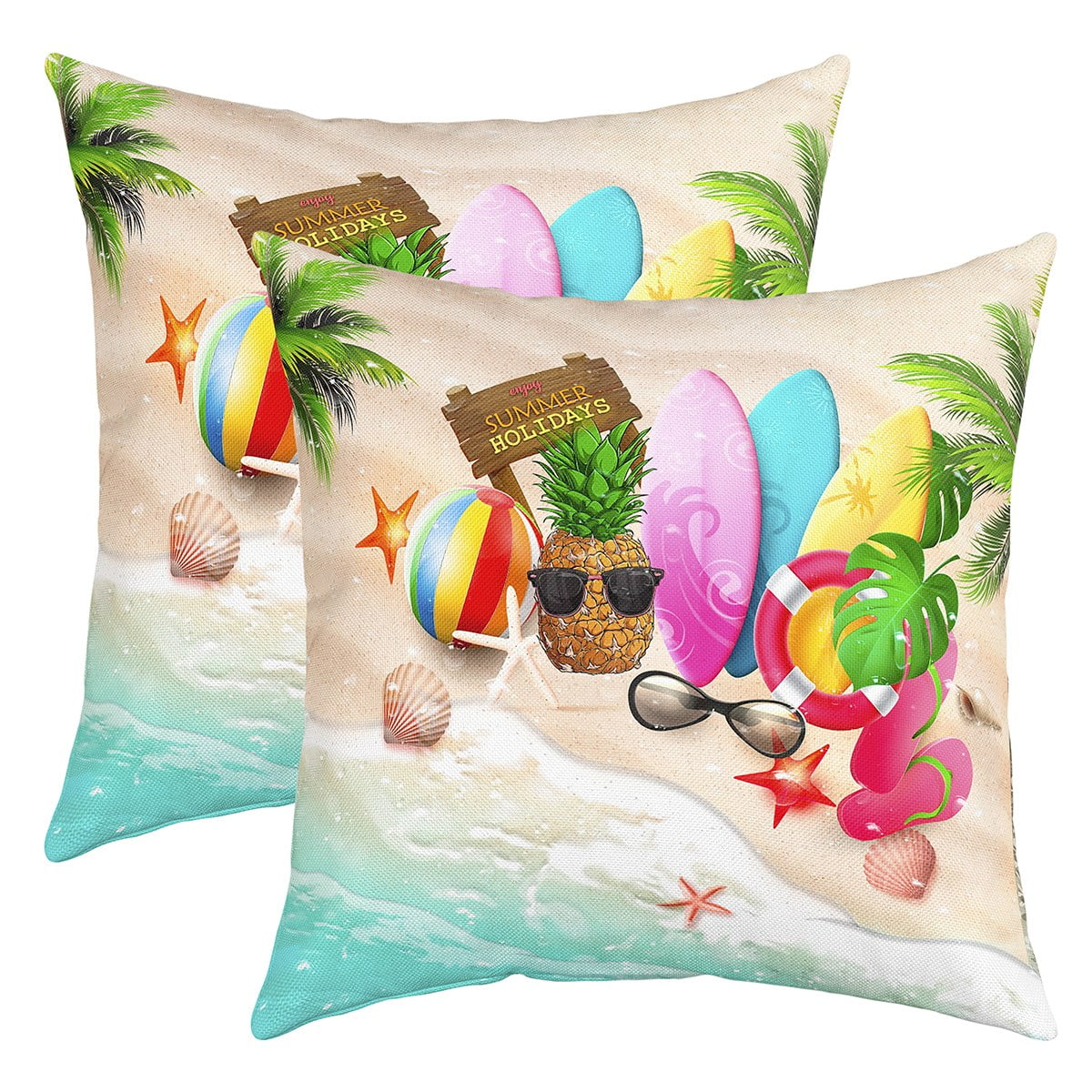 Ocean Theme Pillow Covers for Boys Girls,Hawaiian Vacation Style ...