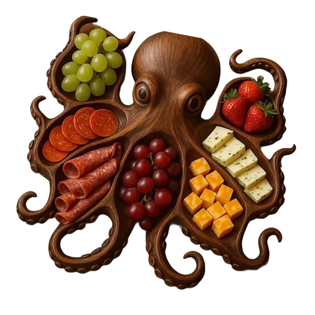 Ocean Theme Serving Platter Beech Wood Cheese Fruit Display Tray ...