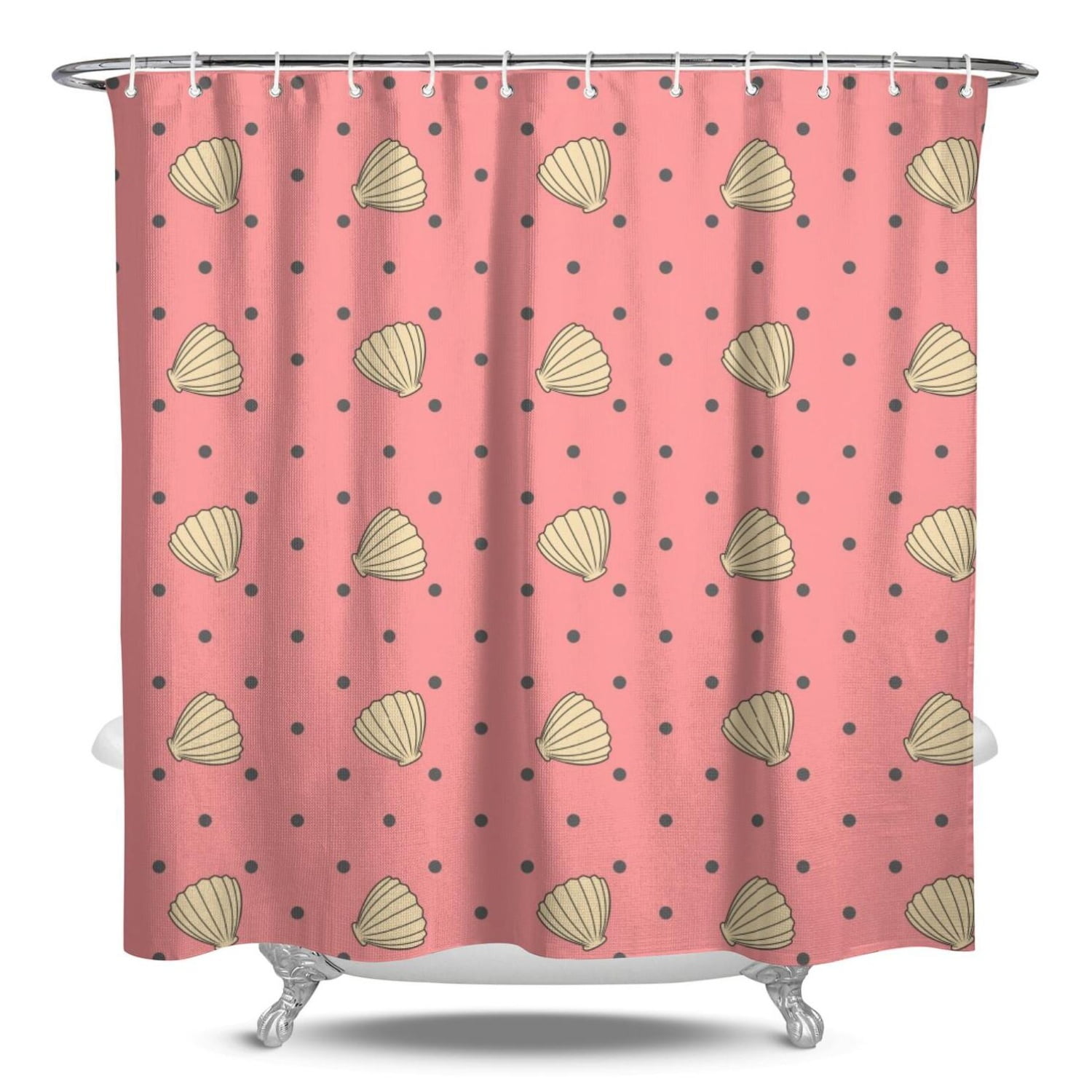 Ocean Theme Shower Curtain - Machine Washable Tropical Seashell Design ...