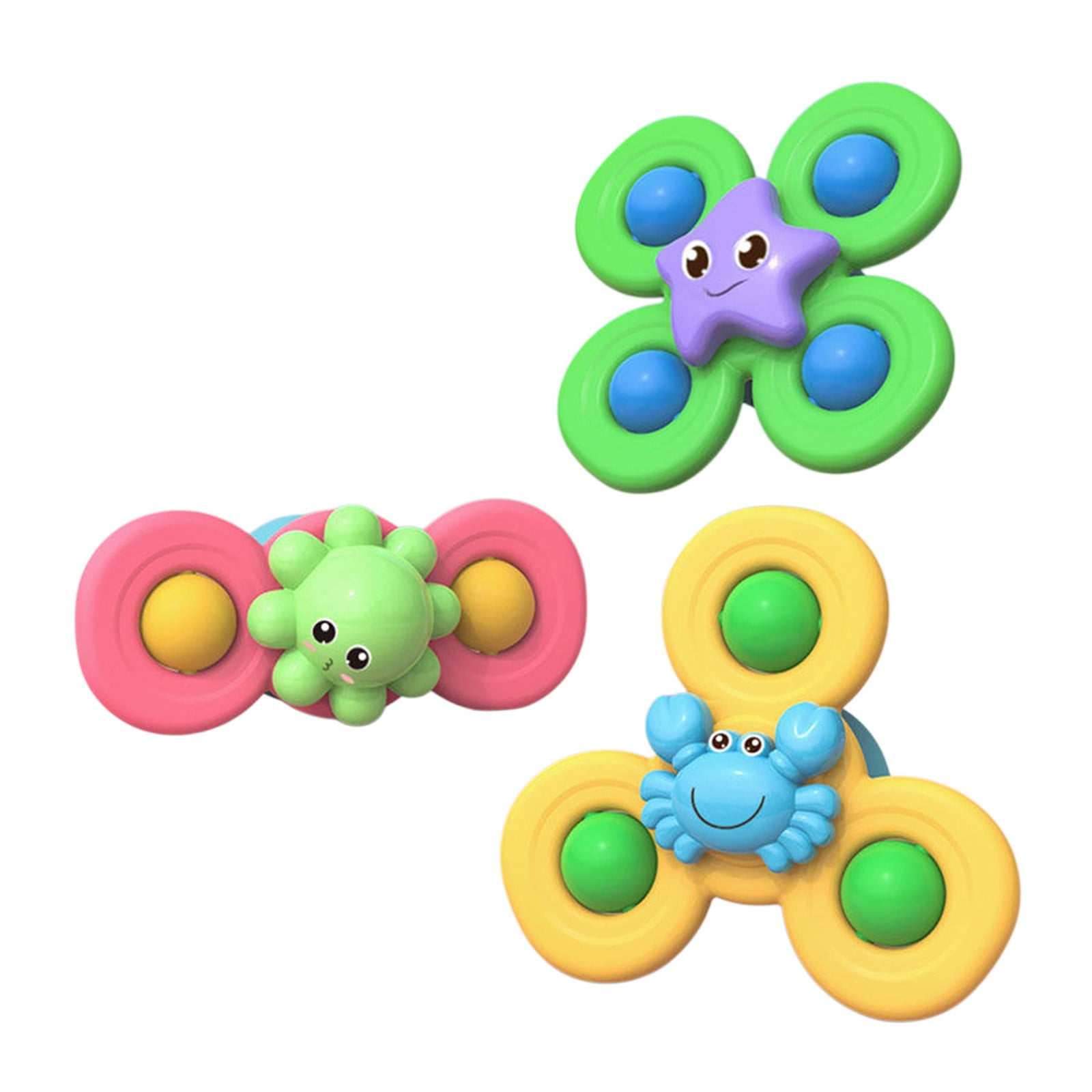 Ocean Theme Suction Cup Spinning Toy Set With 3 Rotating Spinners For ...