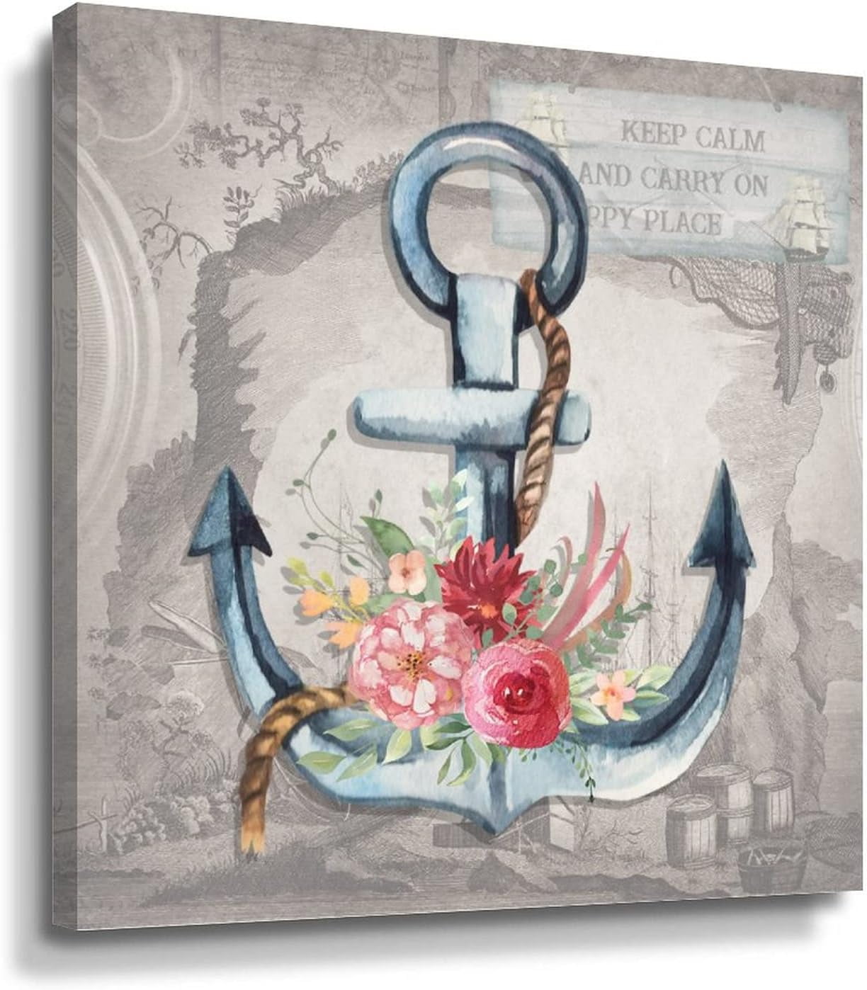 Ocean Theme Wall Art Rustic Bathroom Decor Nautical Beach Anchor ...