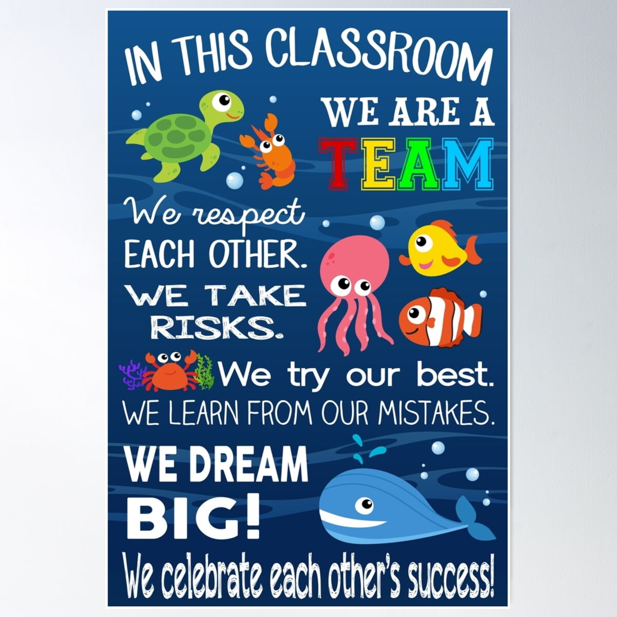 Ocean Themed Classroom Poster Wall Art, Modern Wall Decor For Living ...