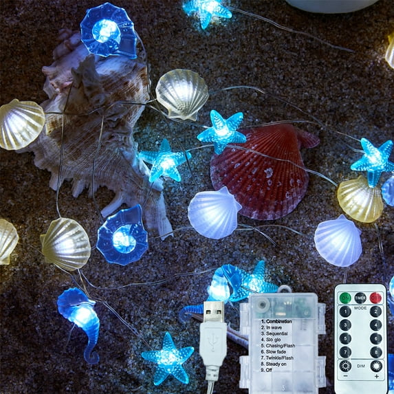 Ocean-Themed LED String Lights – Sea Turtle, Seahorse, Starfish & Shell ...