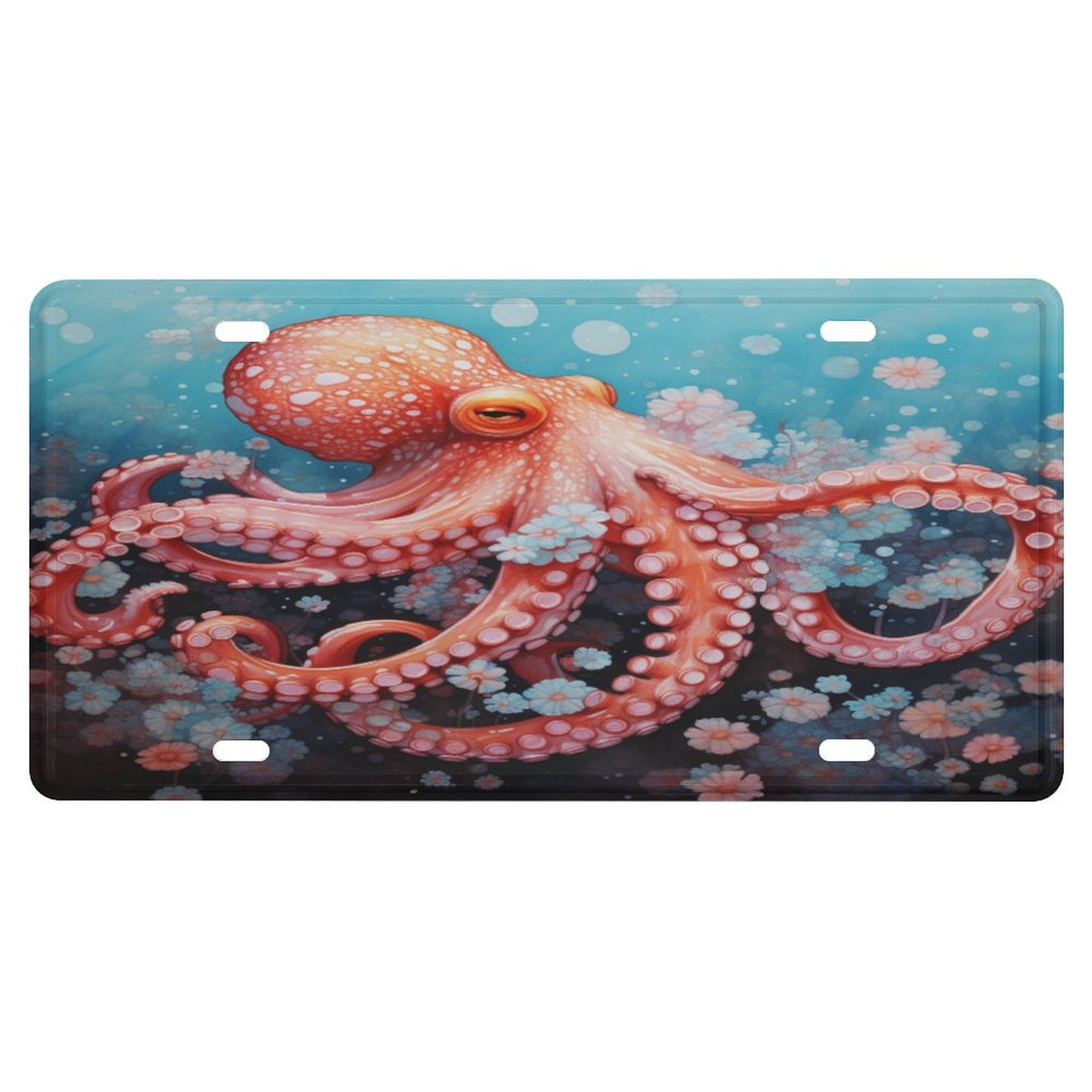 Ocean Themed Octopus License Plate Cover Decorative License Plate Ink ...