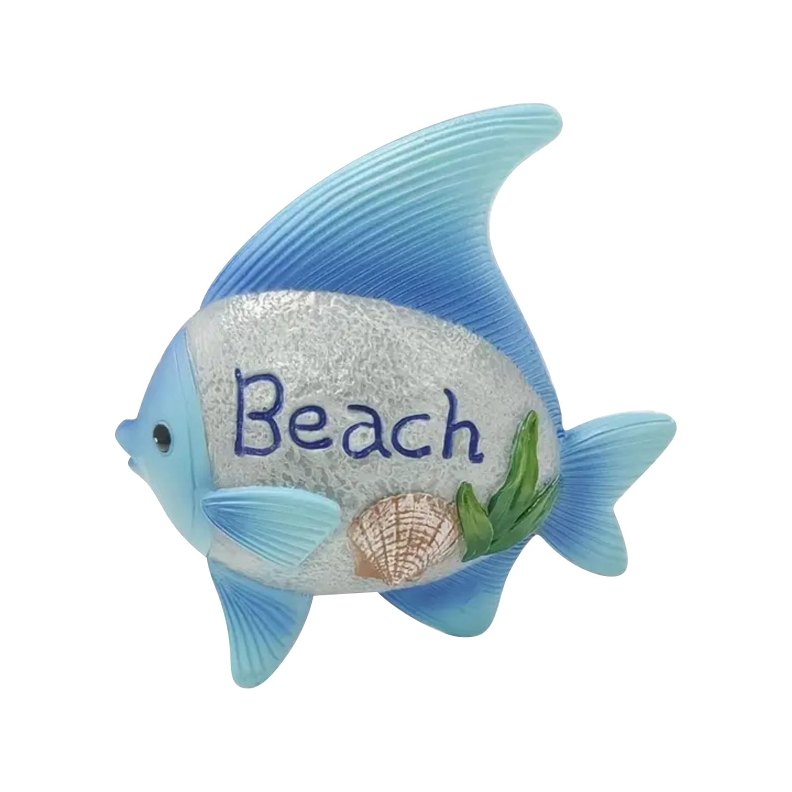 Ocean-Themed Resin Fish Figurines with Seashells - Beach Decor for Home ...