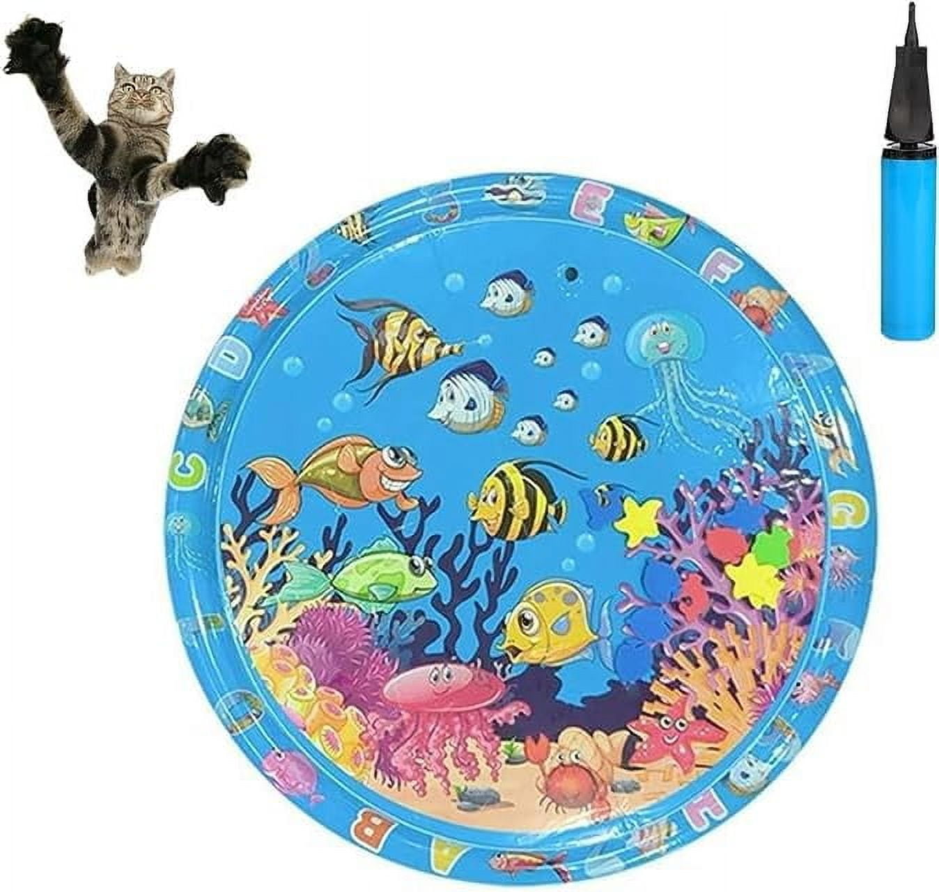 Ocean-Themed Round Sensory Water Play Mat for Cats, Cat Water mat with ...