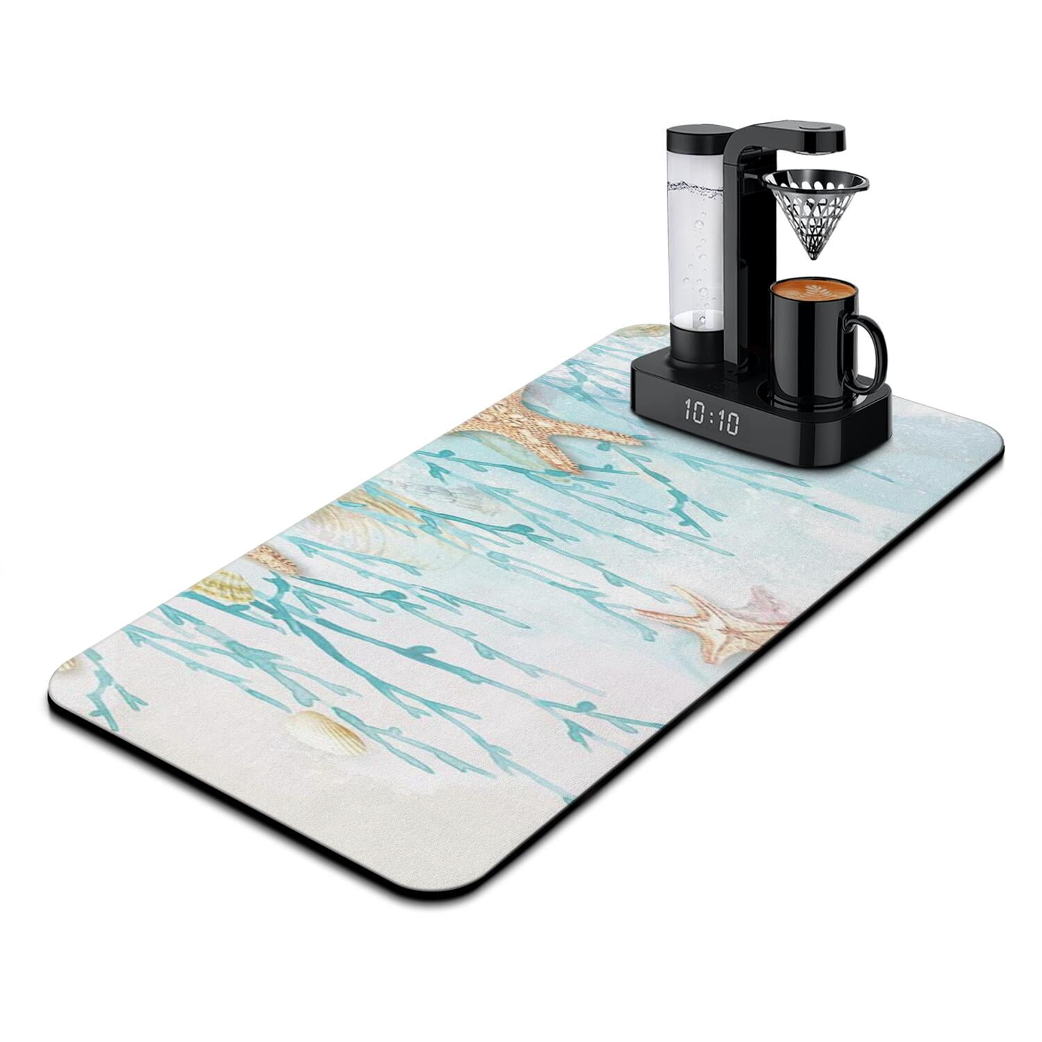 Ocean Tide and Wave Coffee Bar Mat – Nautical Compass Lighthouse Vessel ...
