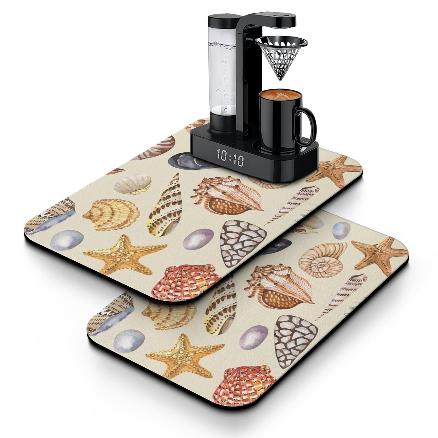 Ocean Tide and Wave Coffee Bar Mat – Nautical Compass Lighthouse Vessel ...