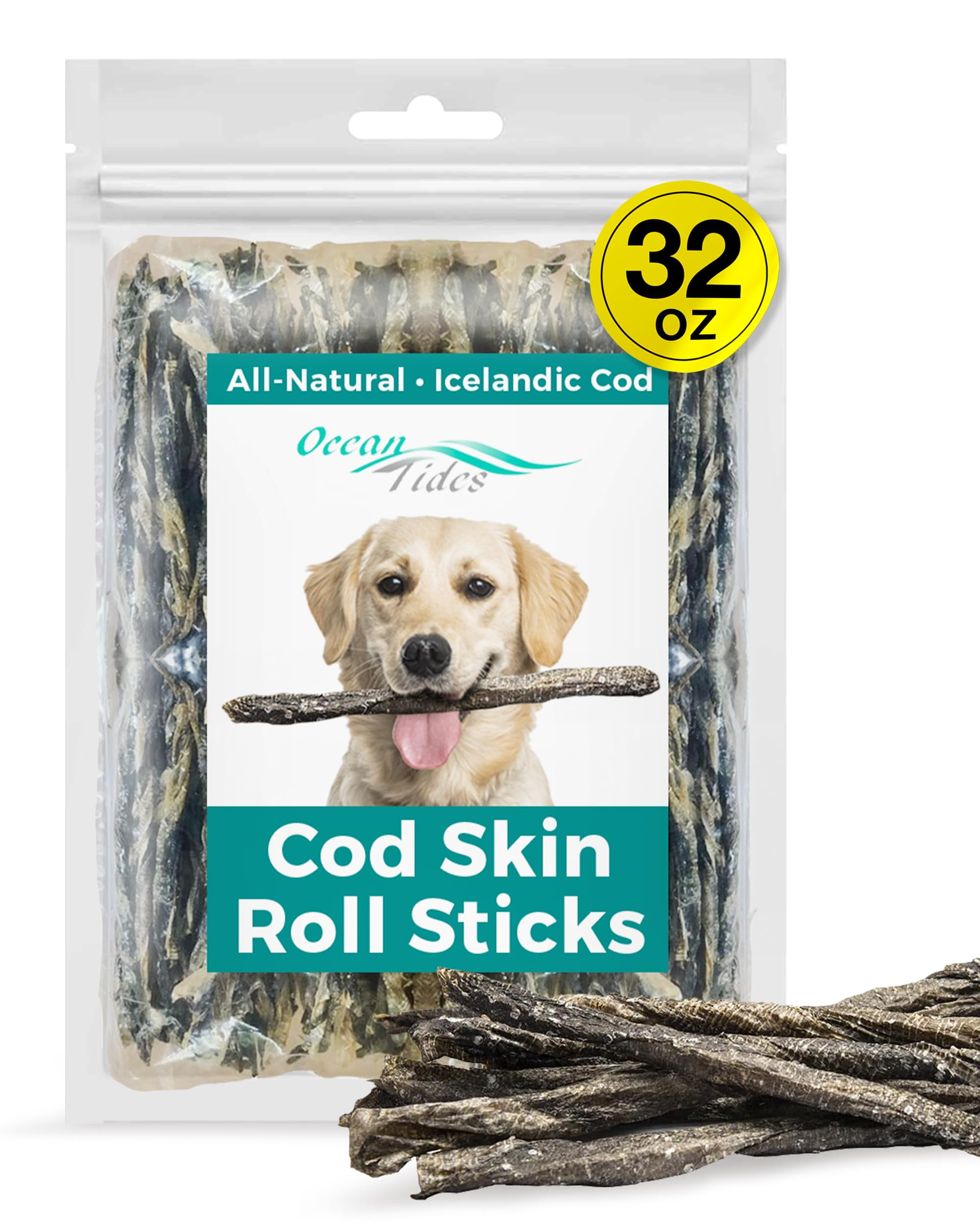Ocean Tides Icelandic Atlantic YYF14 Cod Fish Skin Treats for Dogs and ...