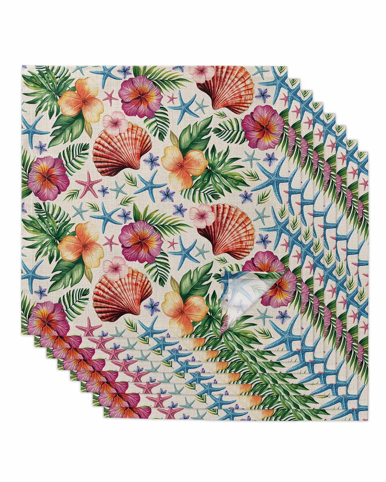Ocean Tropical Cloth Napkins Set of 8 Reusable Dinner Napkins, Coastal ...