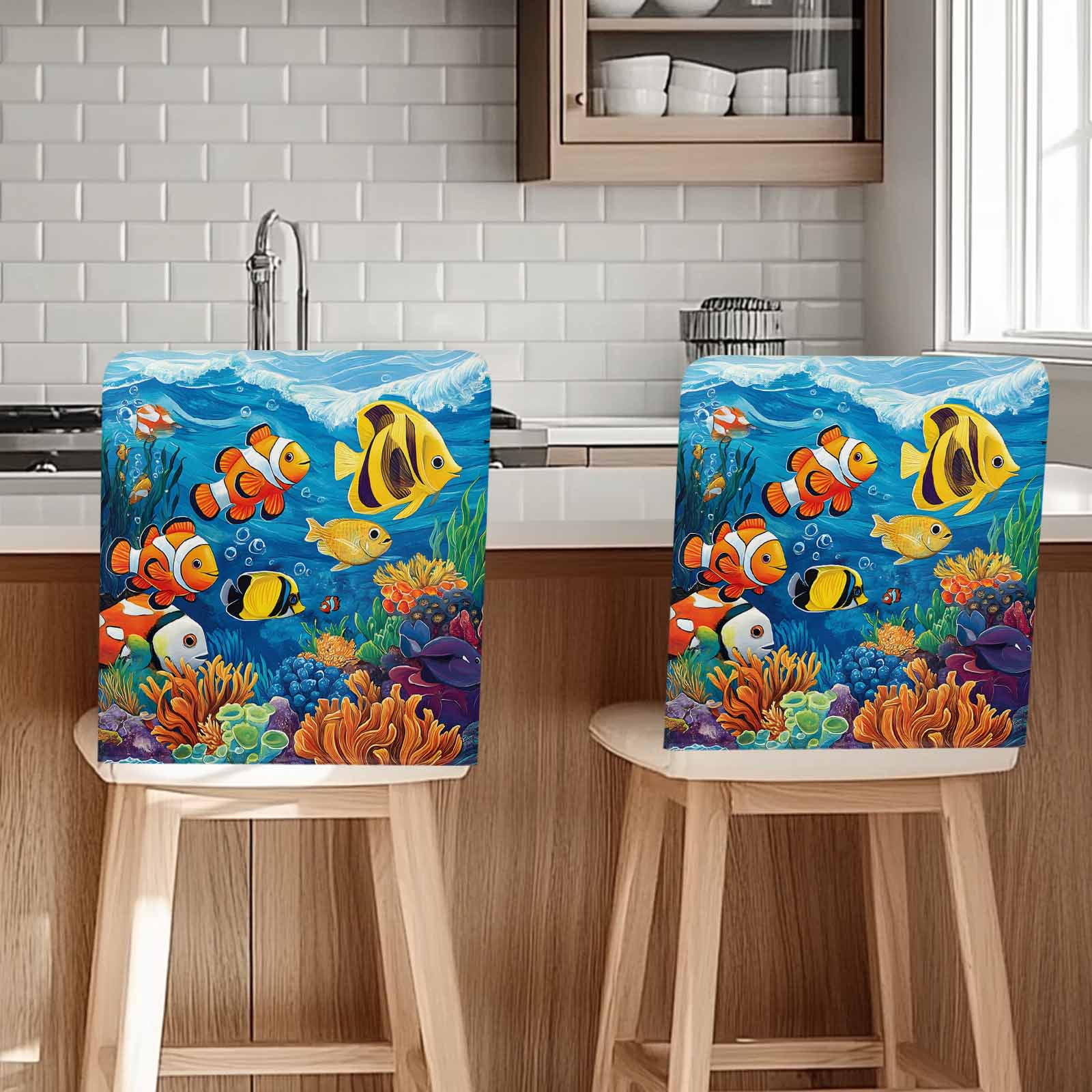 Ocean Tropical Marine Life Colorful Fish Coral Seagrass Chair Covers ...