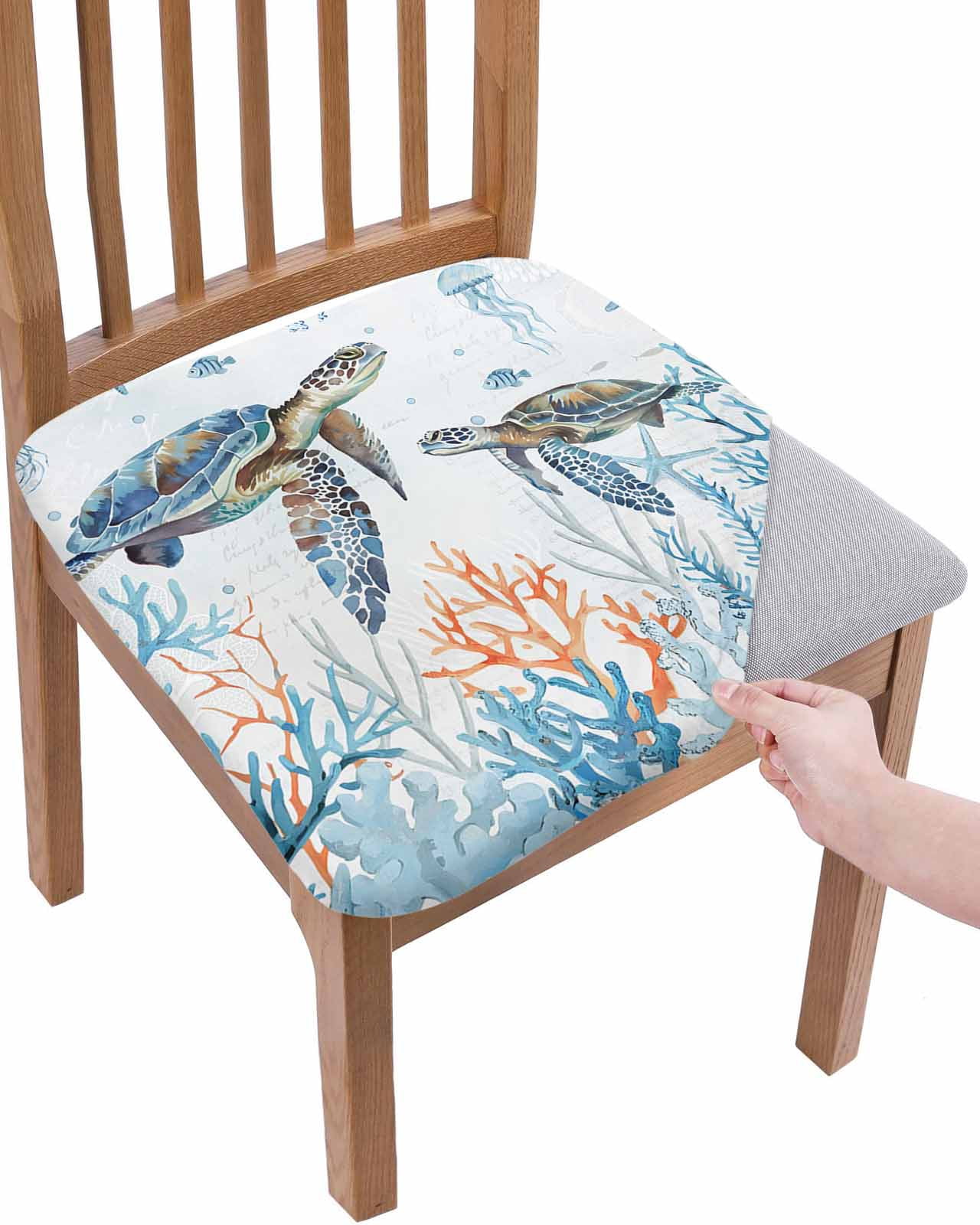 Ocean Turtle Chair Seat Covers for Dining Room Stretch Chair Seat ...