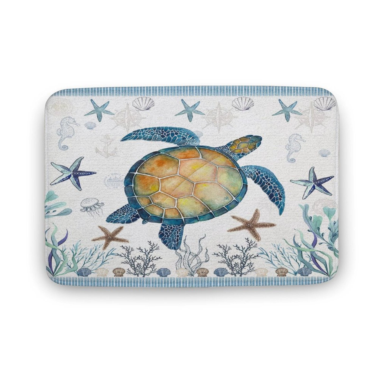 Ocean Turtle Doormat for Living Room Bedrooom, Non-Slip, Beach Nautical ...