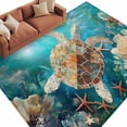 Ocean Turtle Rectangle Area Rug 8x10 ft Marine Life Retro Starfish ...