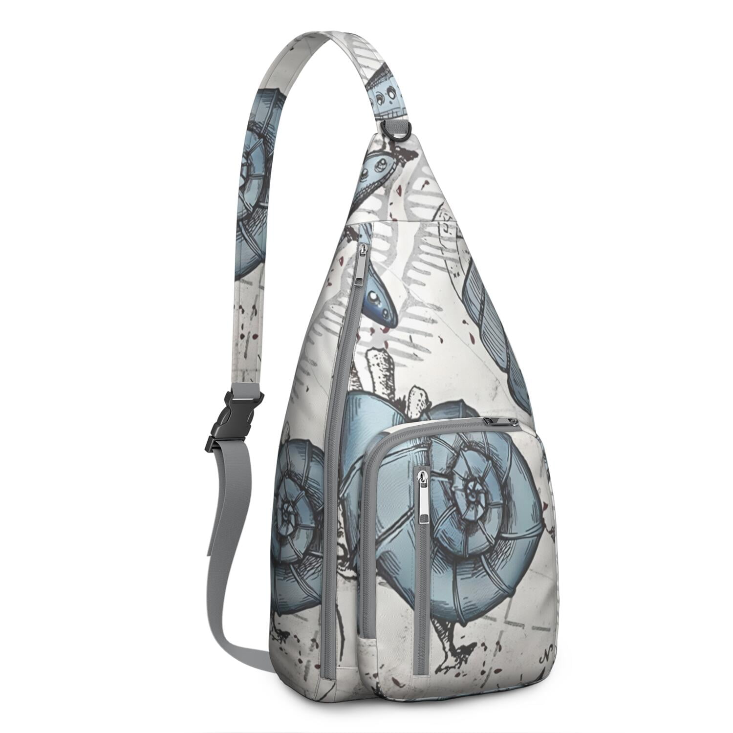 Ocean Turtle Sling Backpack - Abstract Nautical Sea Creature Pattern ...