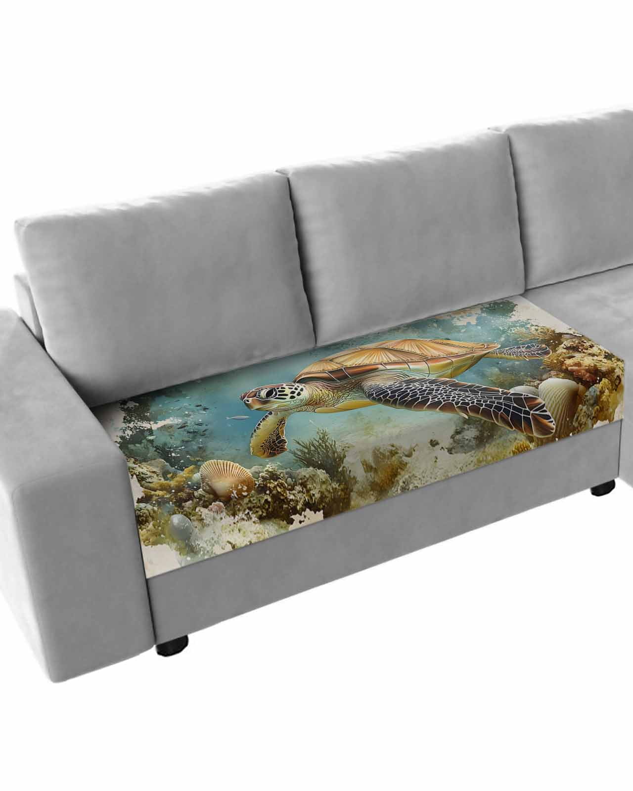 Ocean Turtle Sofa Couch Cushion Covers Washable, Removable Stretchable ...