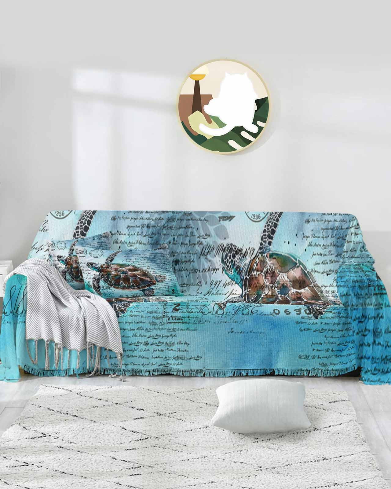Ocean Turtle Sofa Covers for 3 Cushion Couch,Washable Sectional & L ...