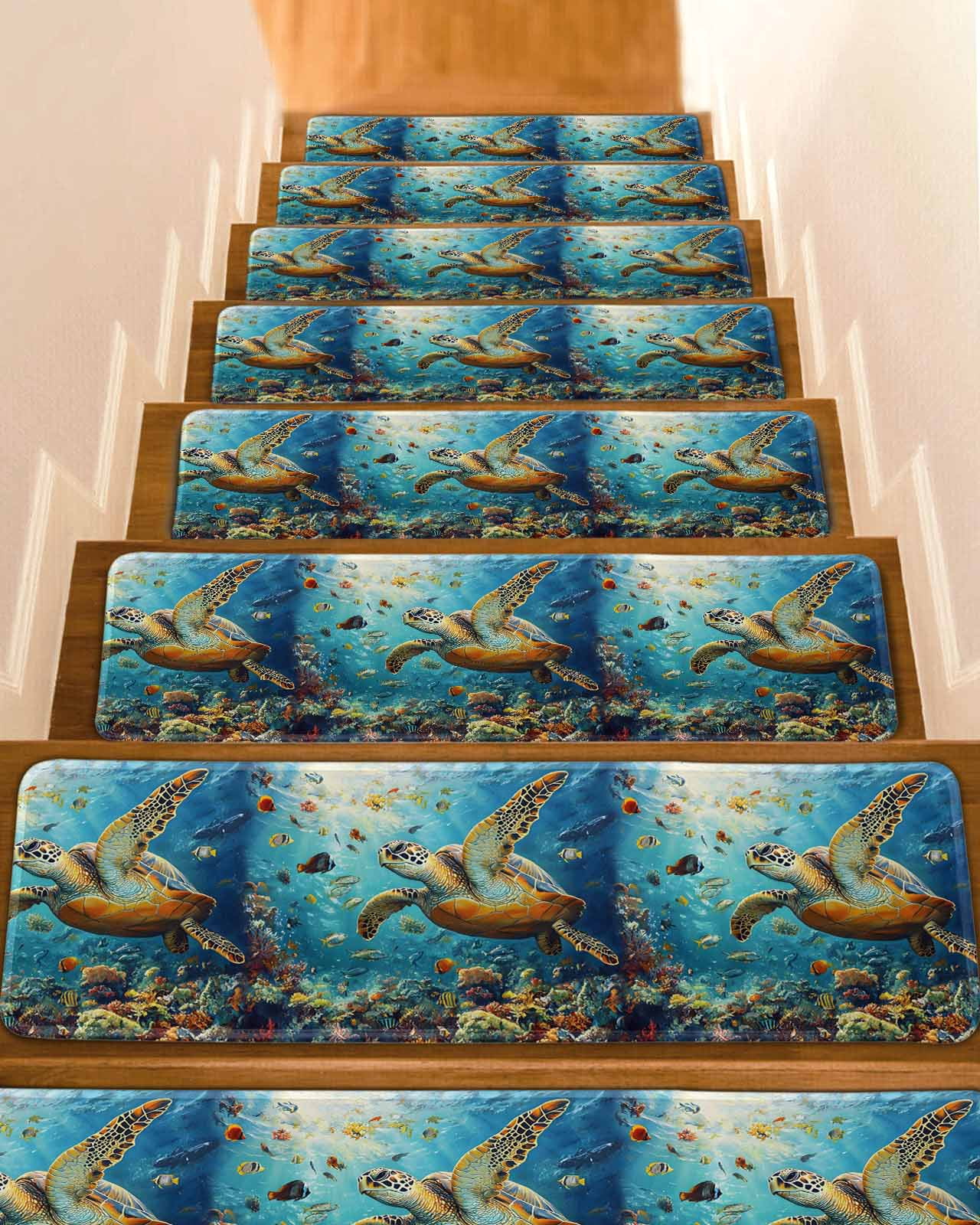 Ocean Turtle Stair Treads for Wooden Steps Indoor Runner Rug Carpet ...