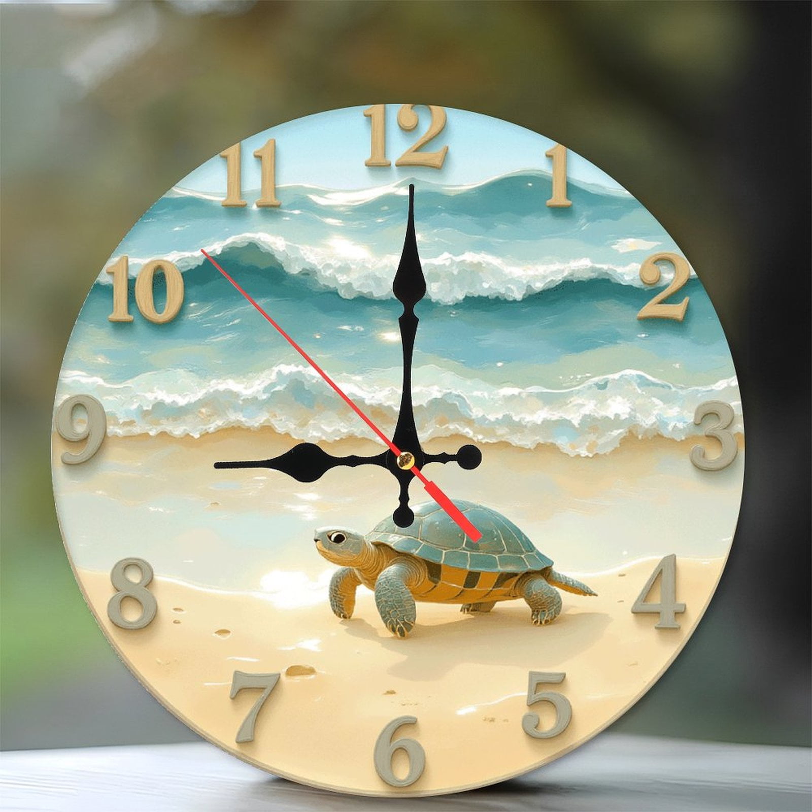 Ocean Turtle Wall Clock Art Decoration 10-Inch Silent Wooden Wall Clock ...