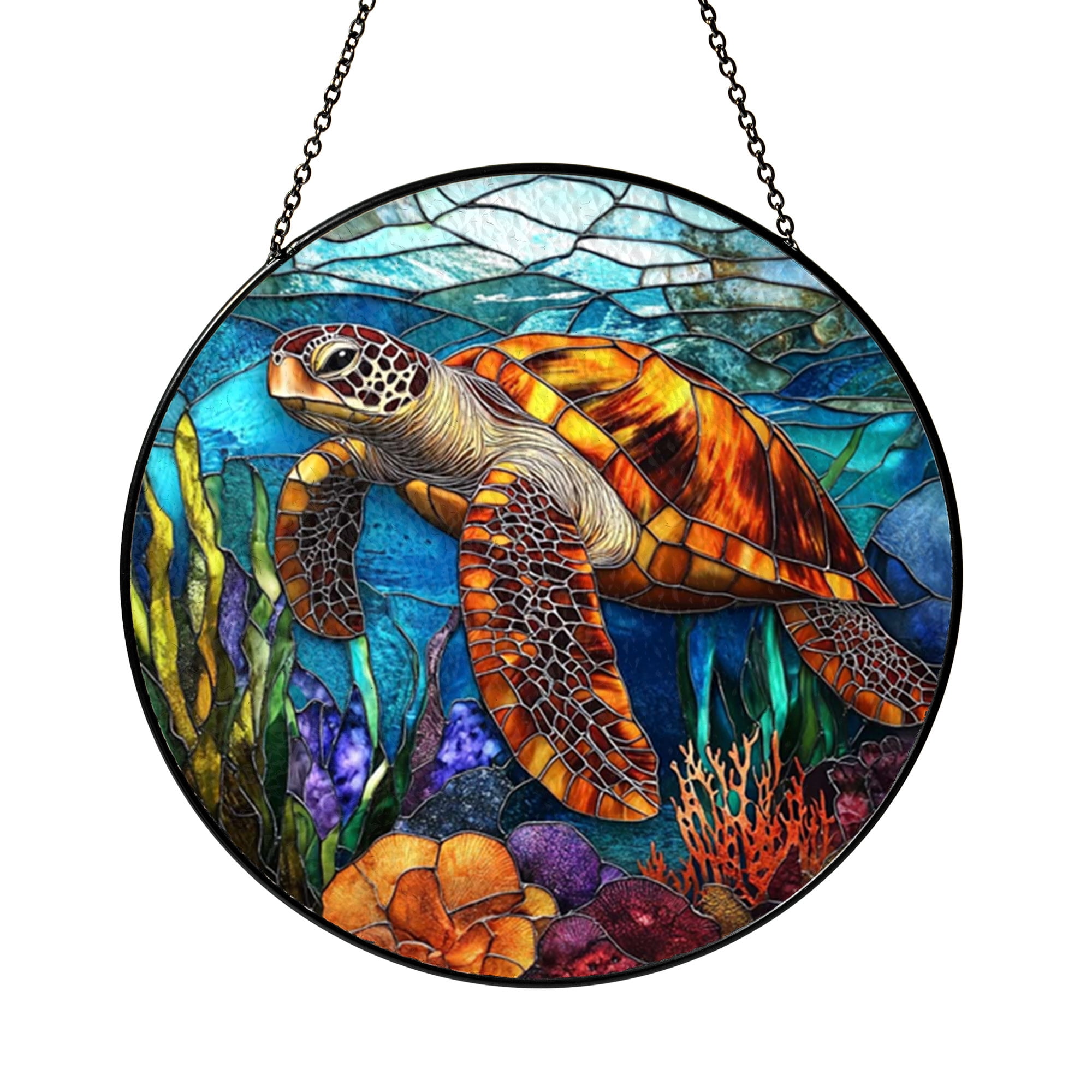 Ocean Turtle Window Suncatcher –Stained Glass Style Decor - Walmart.com