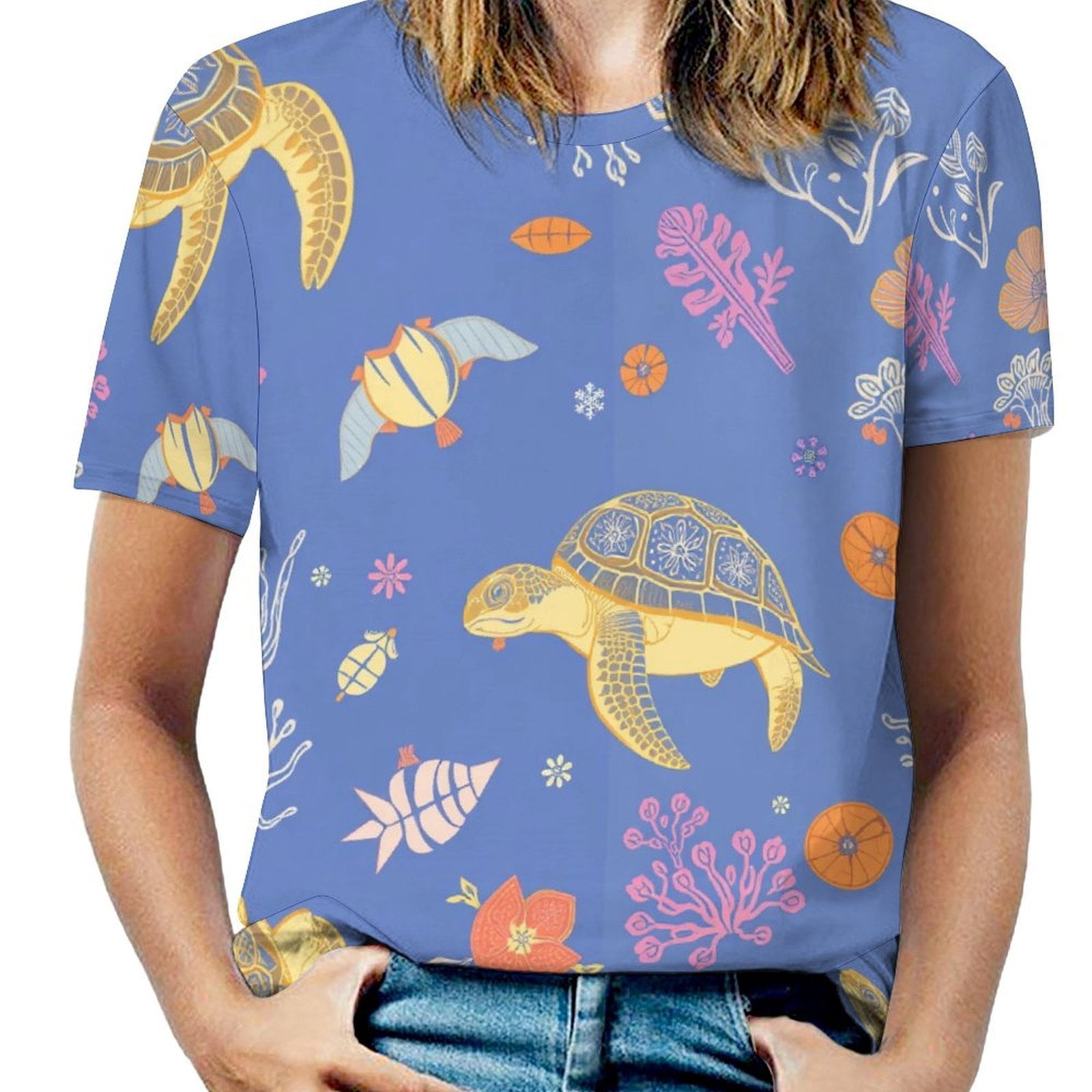 Ocean Turtles Coral Reef T Shirts Streetwear T-Shirt Female ShortSleeve ...