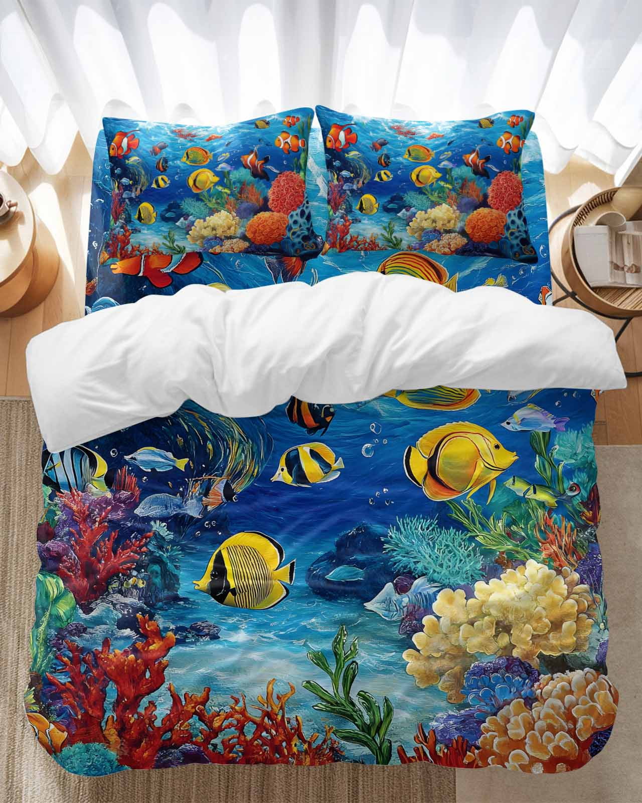 Ocean Underwater Bedding Duvet Cover Set King Size 4 Pieces World ...