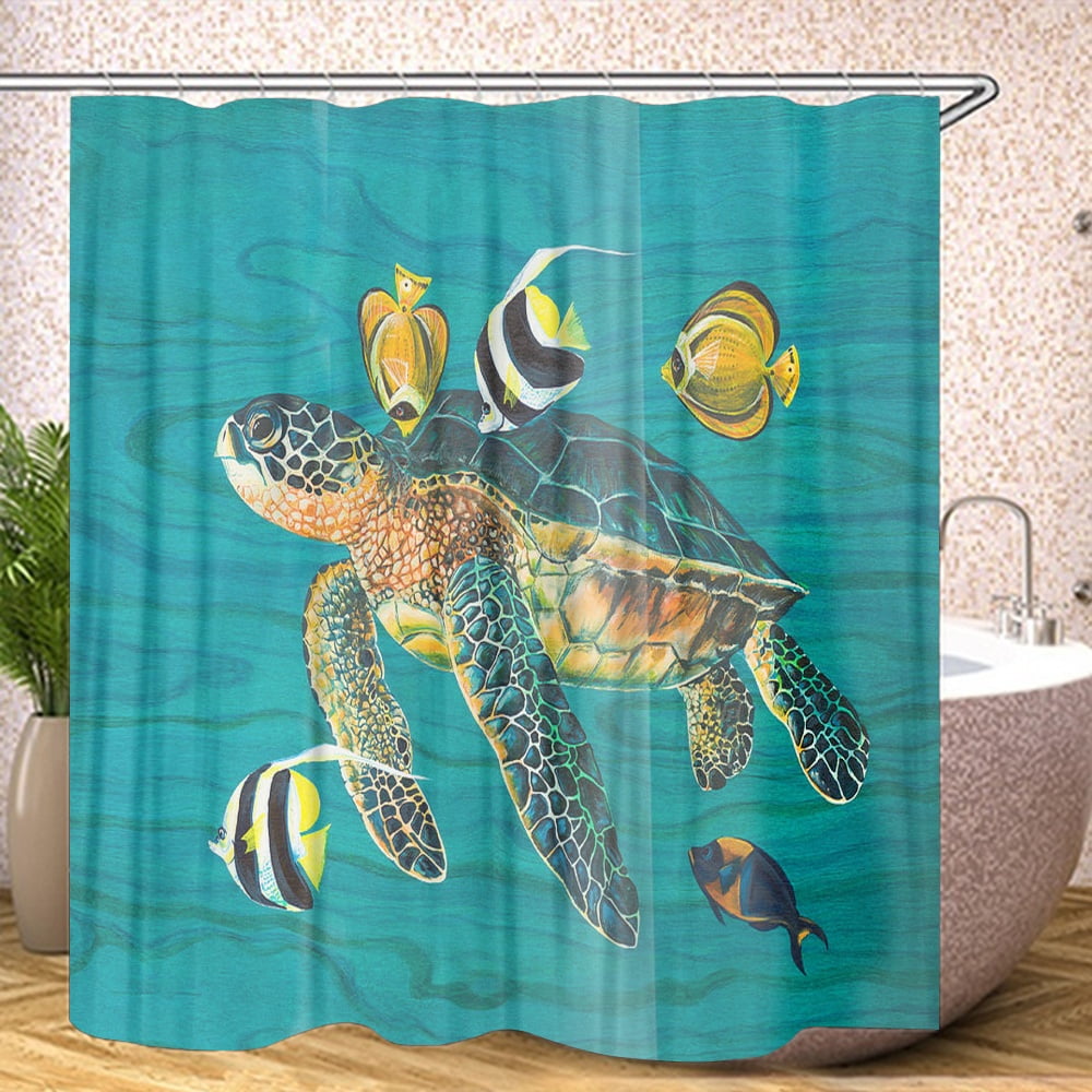 Ocean Underwater Sea Turtle Shower Curtain Seawater Seabed Landscape