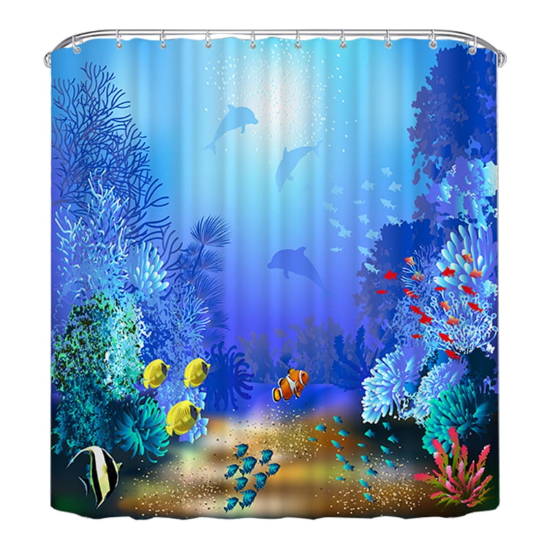 Ocean Underwater Turtle Shower Curtain Sea Water Undersea Landscape