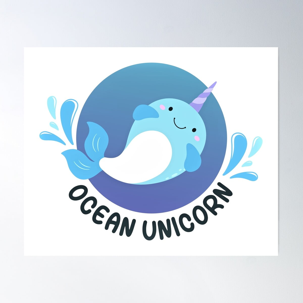Ocean Unicorn Narwhal Poster Wall Art, Modern Wall Decor For Living ...