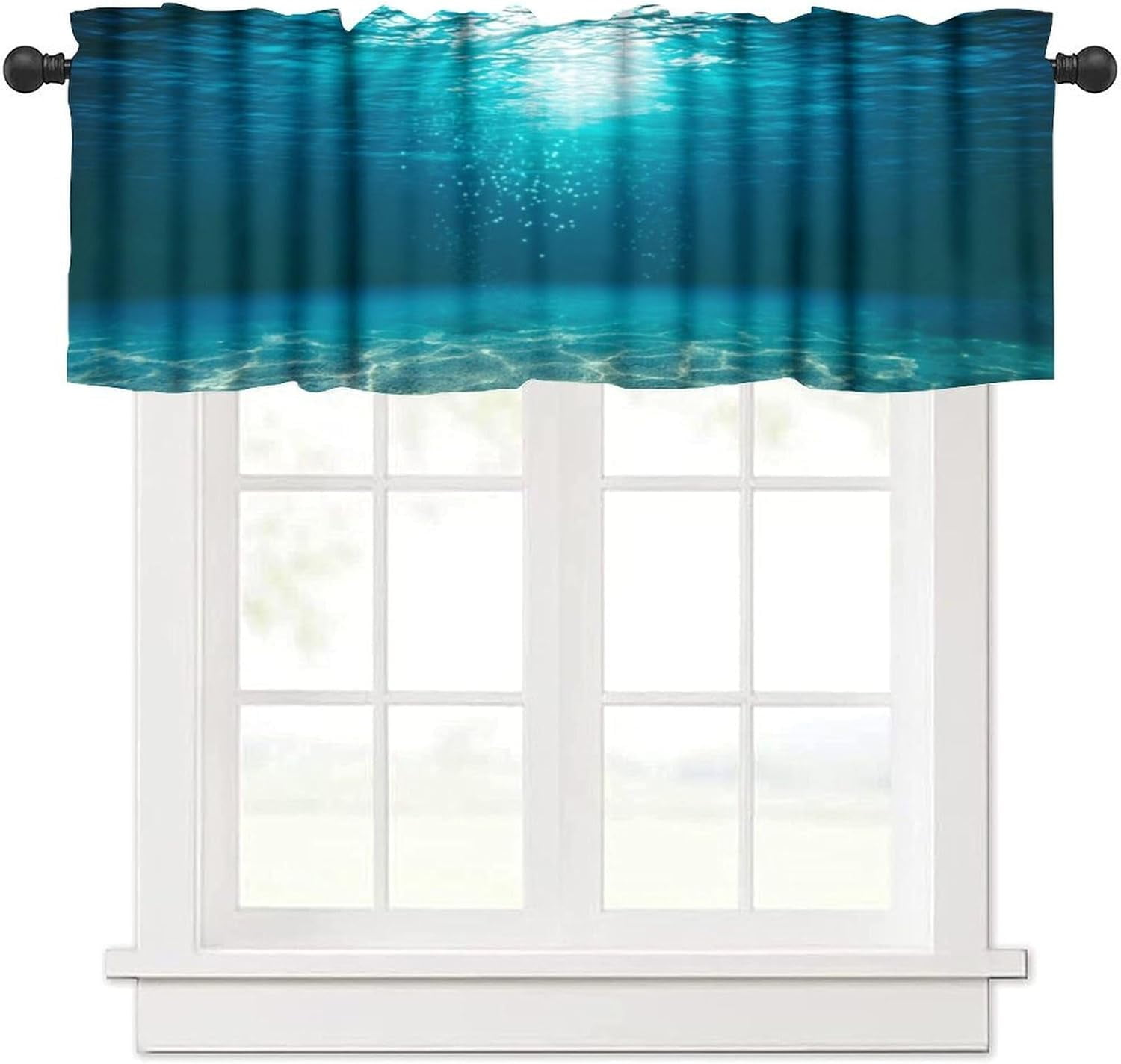 Ocean Valance Curtain Bright Gravelly Bottom Wavy Tropical Seascape ...