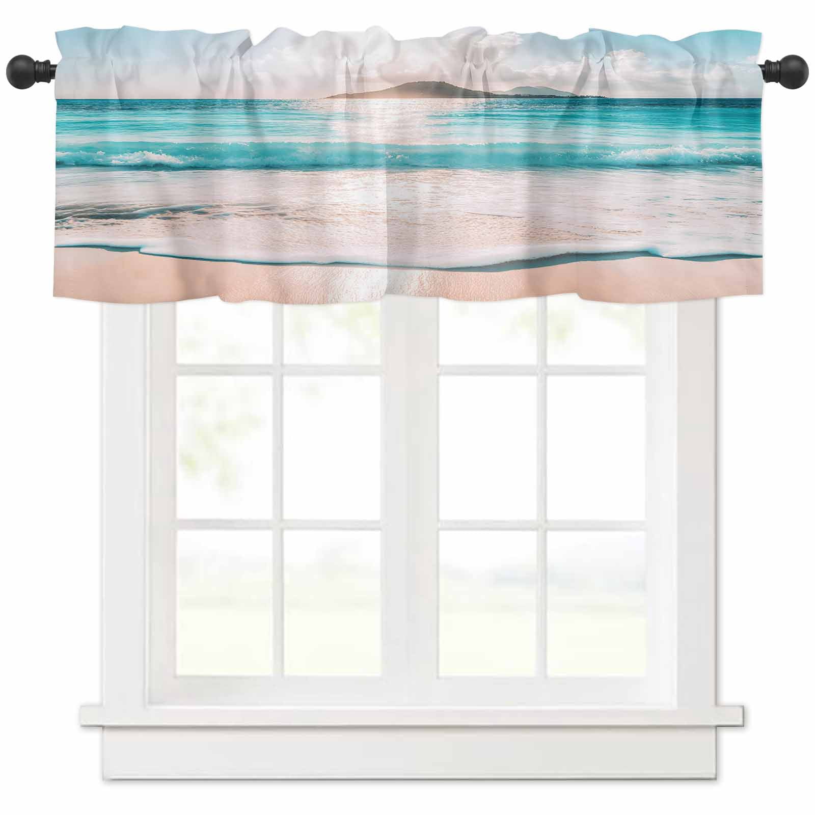 Ocean Valances for Windows Farmhouse Kitchen Curtains Valances Rod ...
