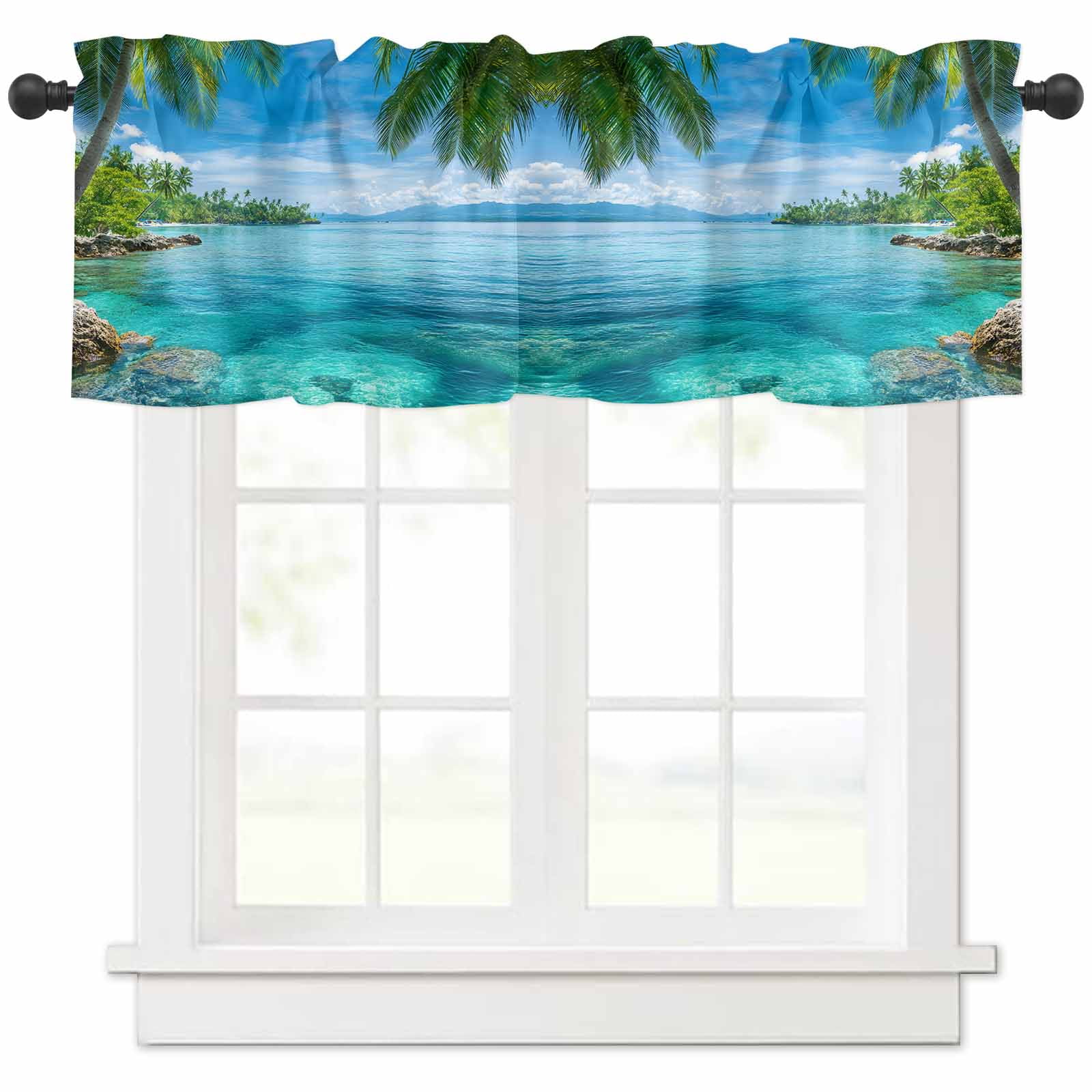 Ocean Valances for Windows Farmhouse Kitchen Curtains Valances Rod ...