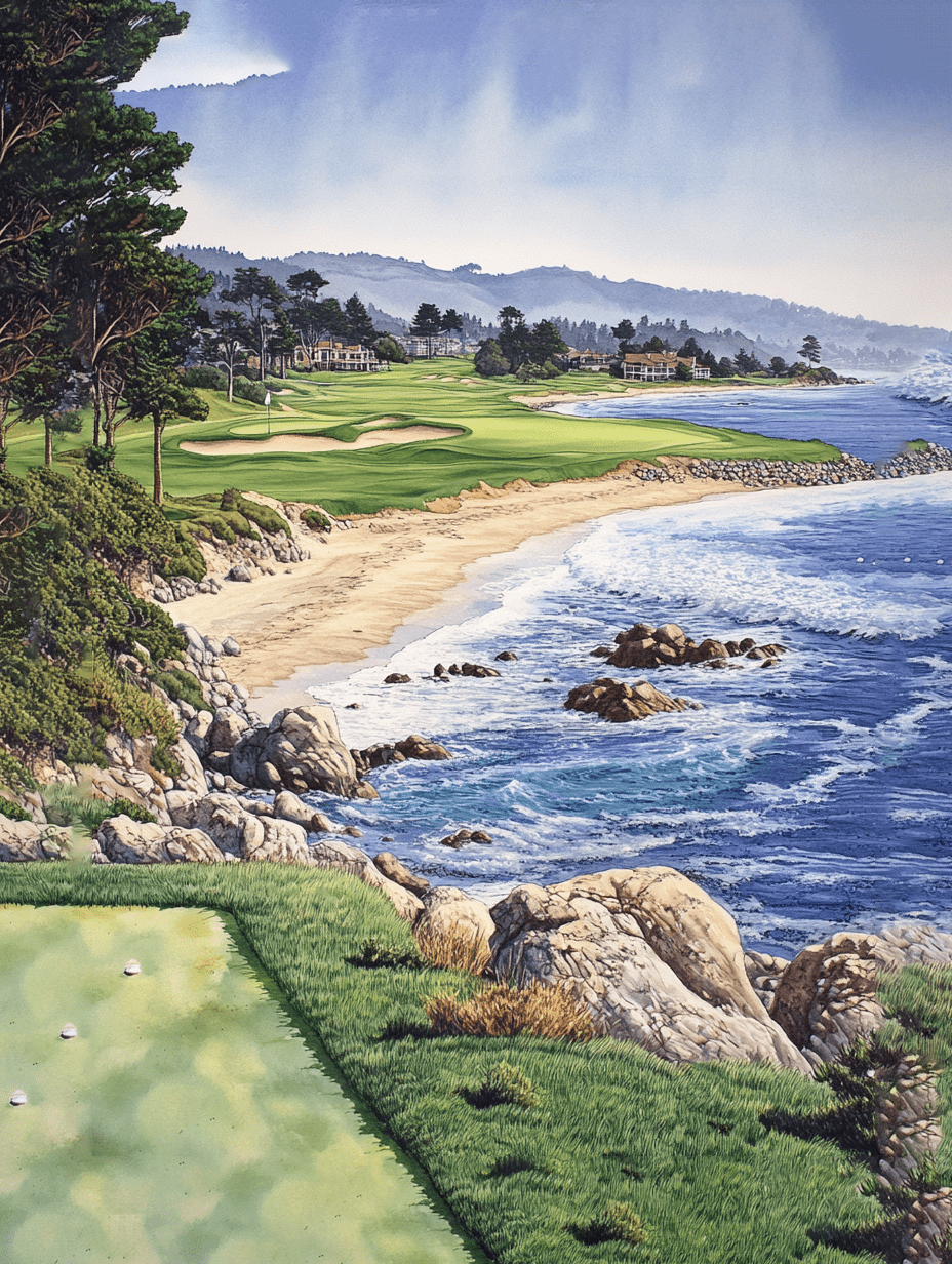 Ocean View Golf Course Canvas Painting/Wall Art， Suitable for Living ...