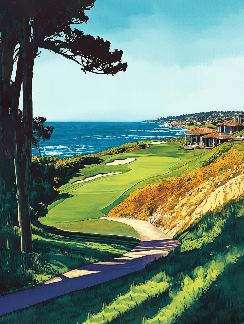 Ocean View Golf Course Canvas Print/Wall Art， Perfect for Living Room ...