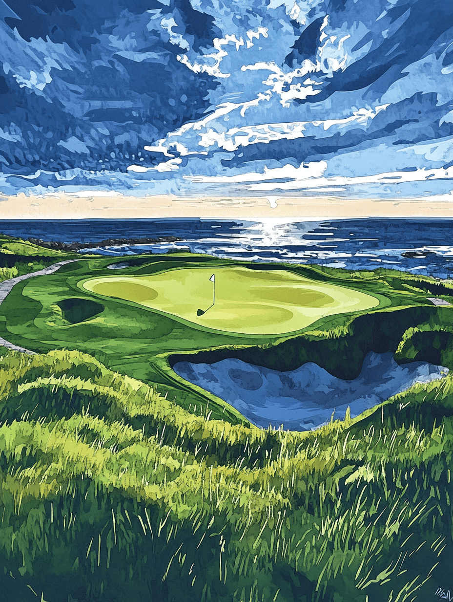 Ocean View Golf Course Canvas Print/Wall Art， Suitable for Living Room ...