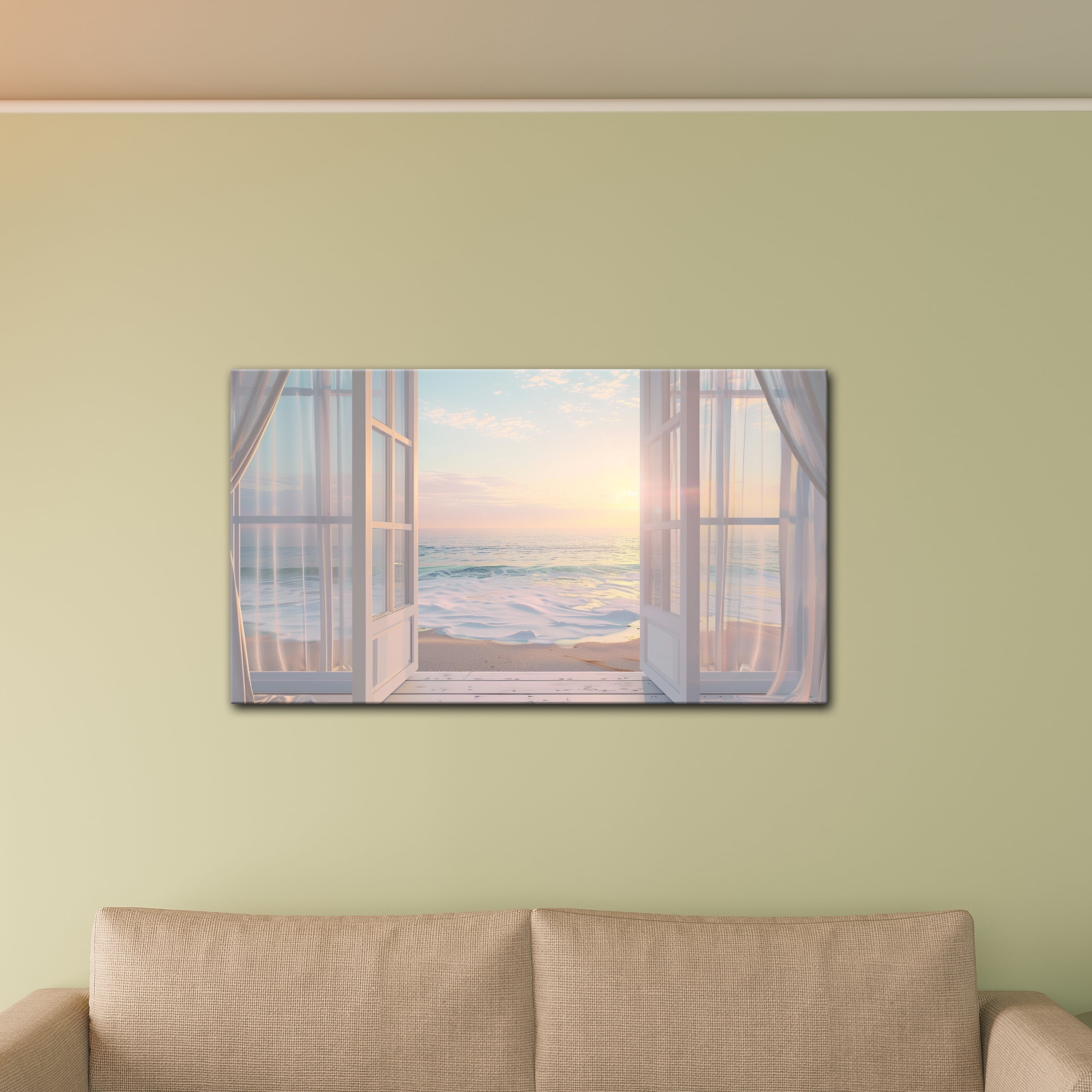 Ocean View Window- Seaside Window at Sunrise (16"x24" customizable) by ...
