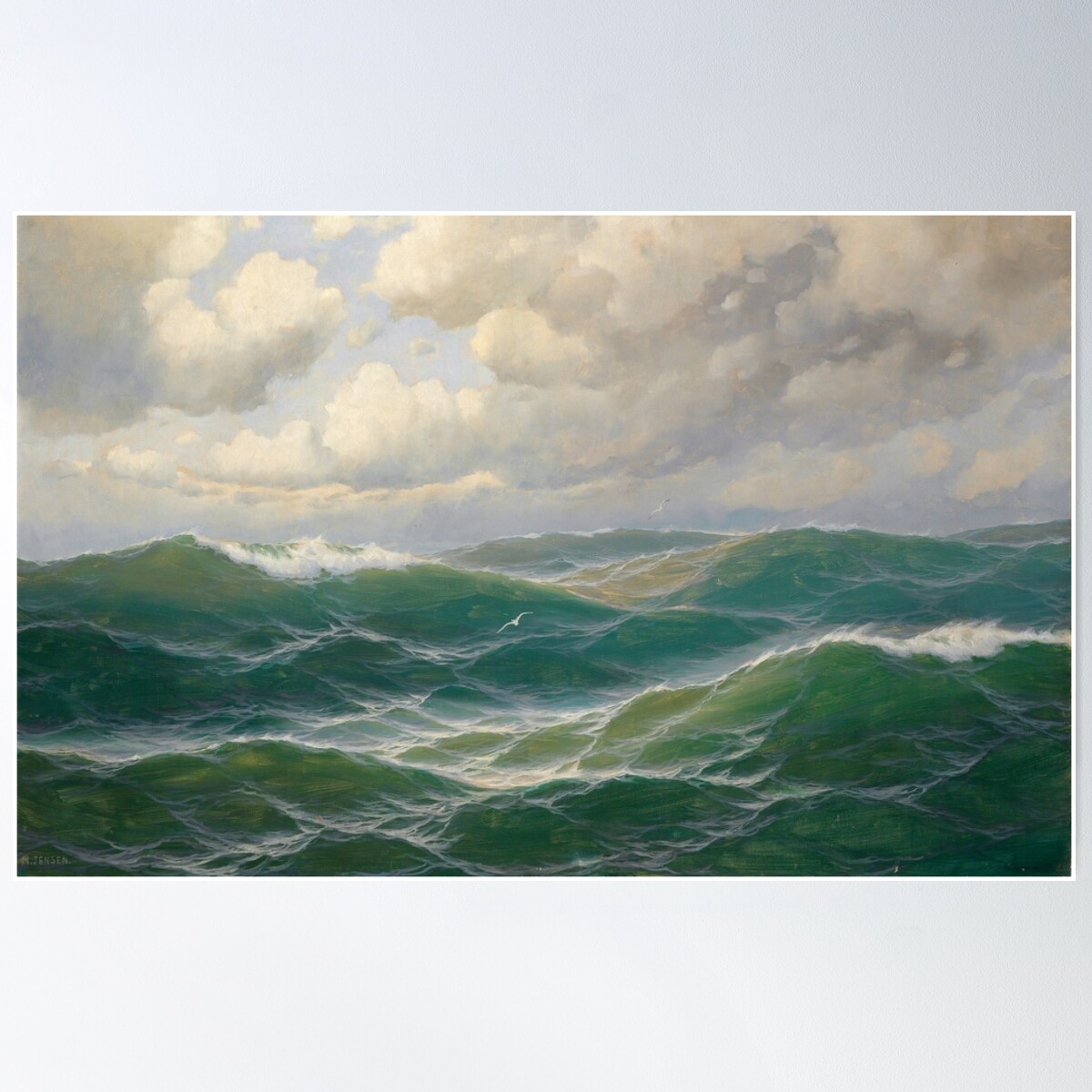 Ocean Vintage Oil Painting With Waves Poster Wall Art, Modern Wall ...