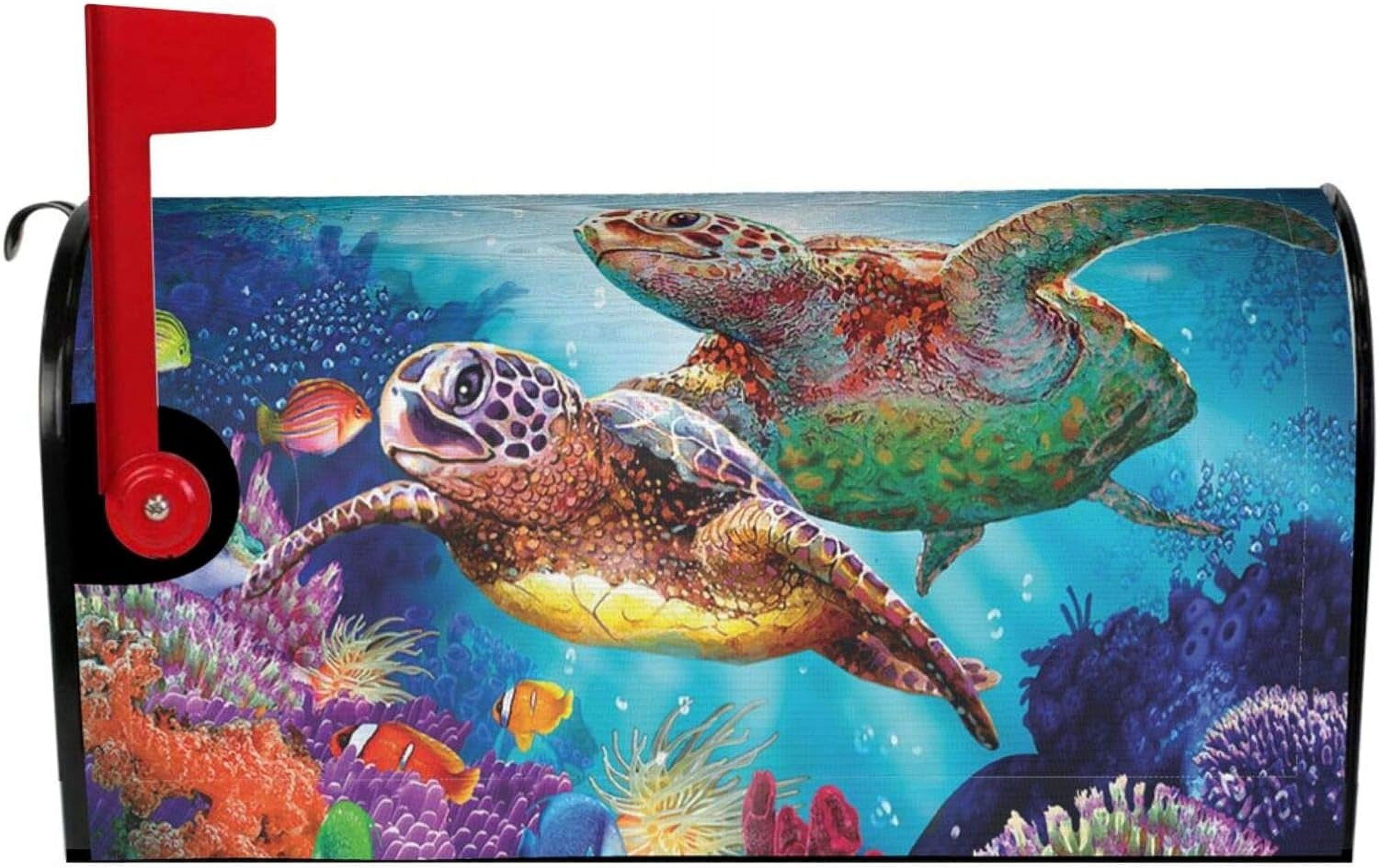 Ocean Vintage Sea Turtle Mailbox Cover Mailbox Wraps, Waterproof ...