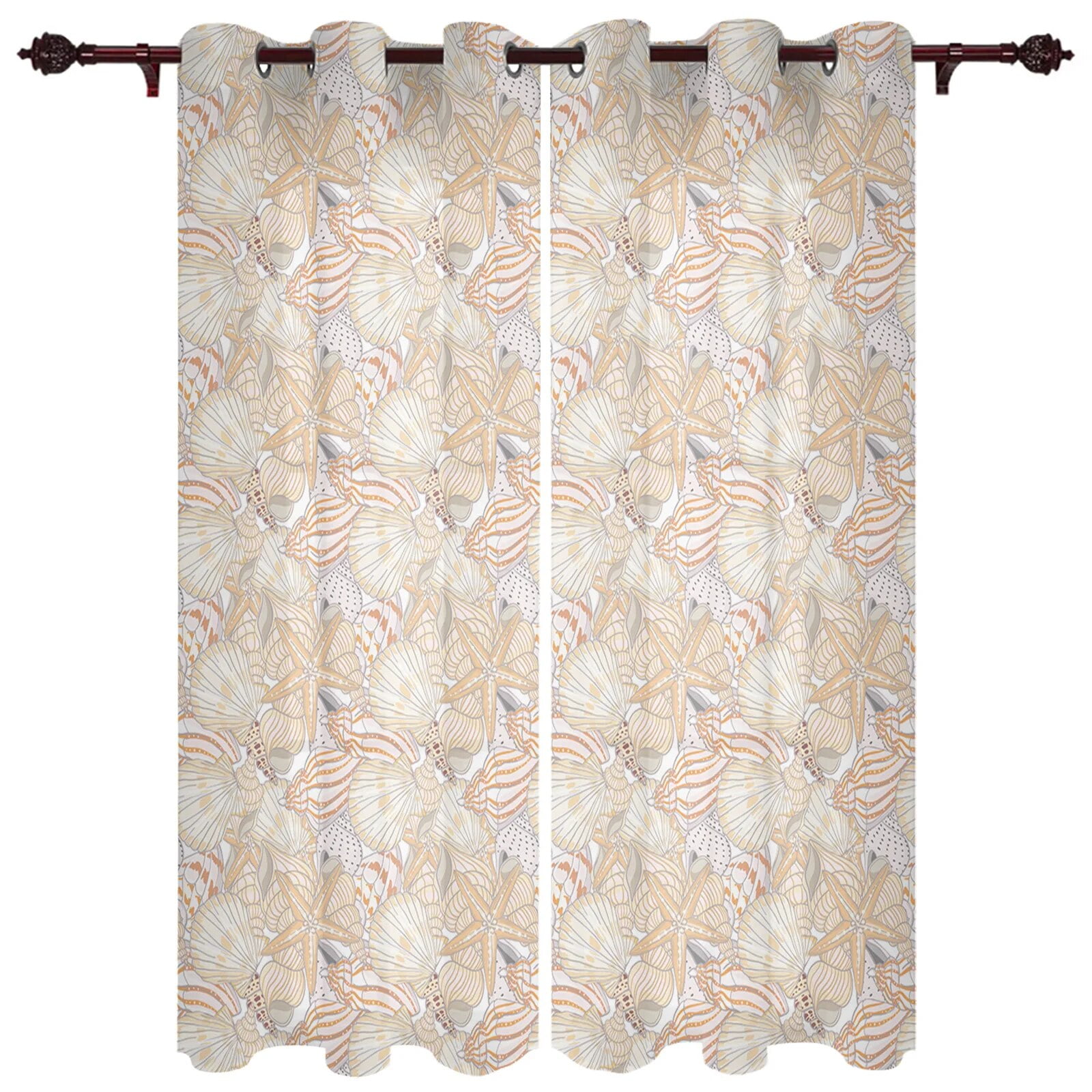 Ocean Vintage Star Shells Window Curtains for Living Room Luxury ...