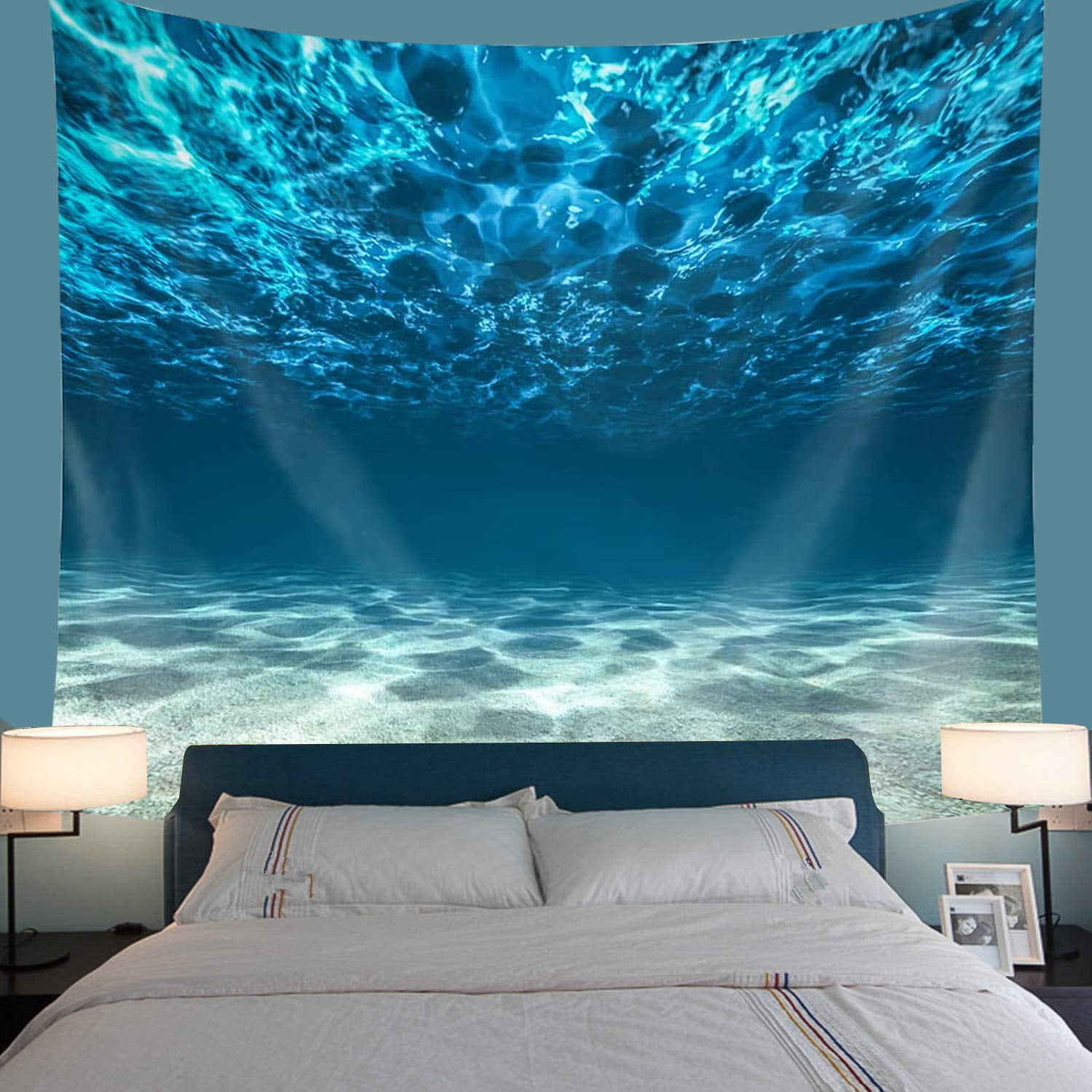 Ocean Wall Hanging Tapestry Bright Gravelly Bottom and Wavy Surface ...